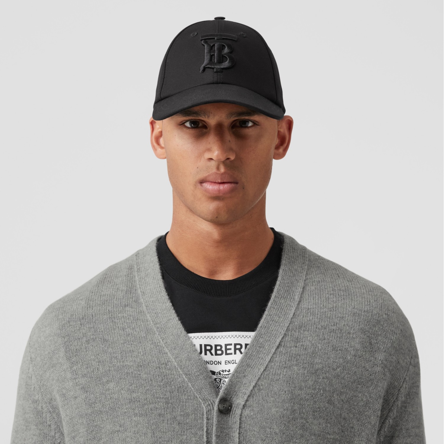 Monogram Motif Cashmere Cardigan in Light grey melange - Men | Burberry ...