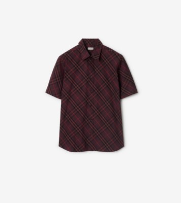 Relaxed Fit Check Cotton Shirt in Wine red - Men | Burberry® Official