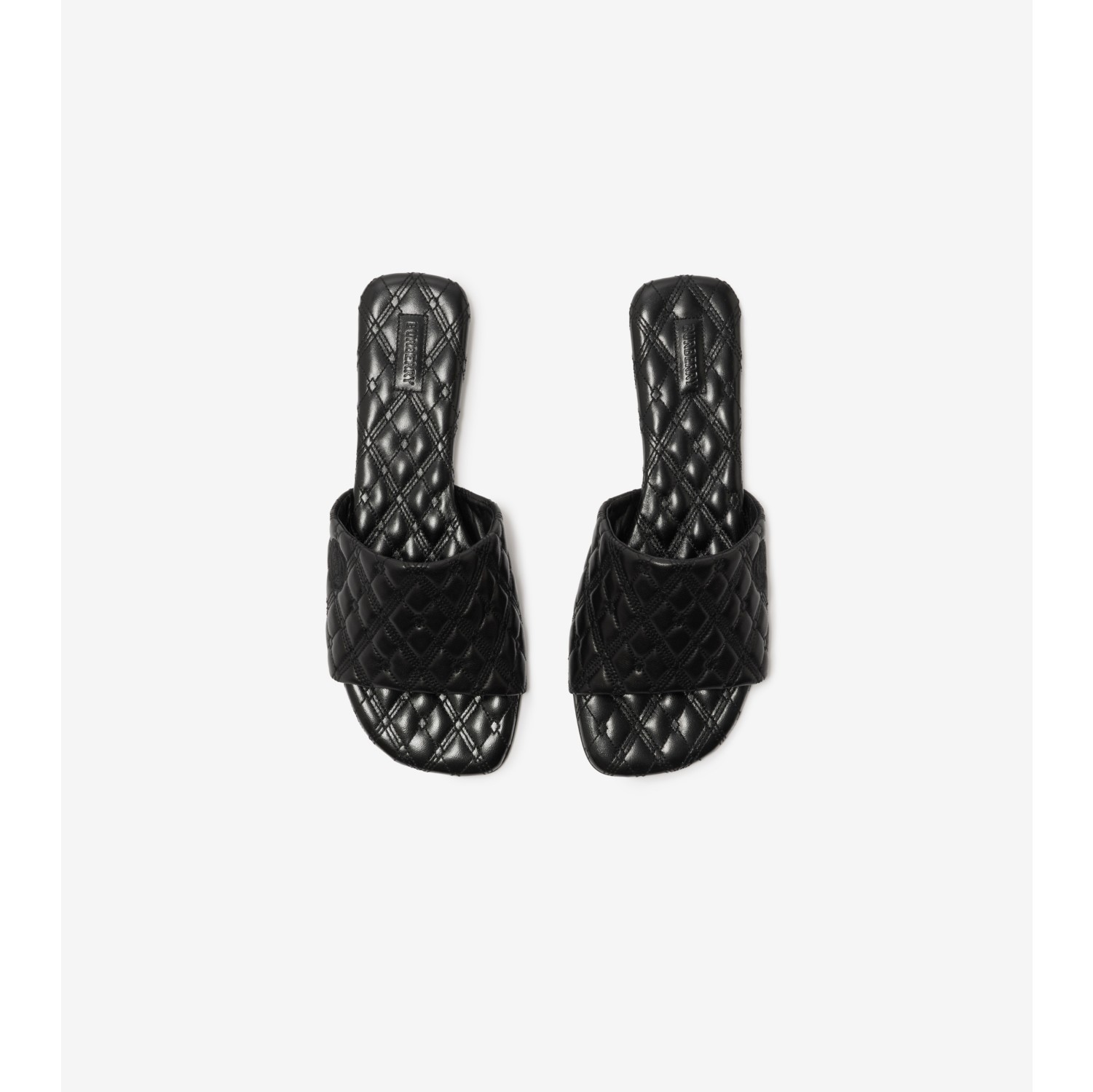 Leather Quilt Slides in Black - Women | Burberry® Official