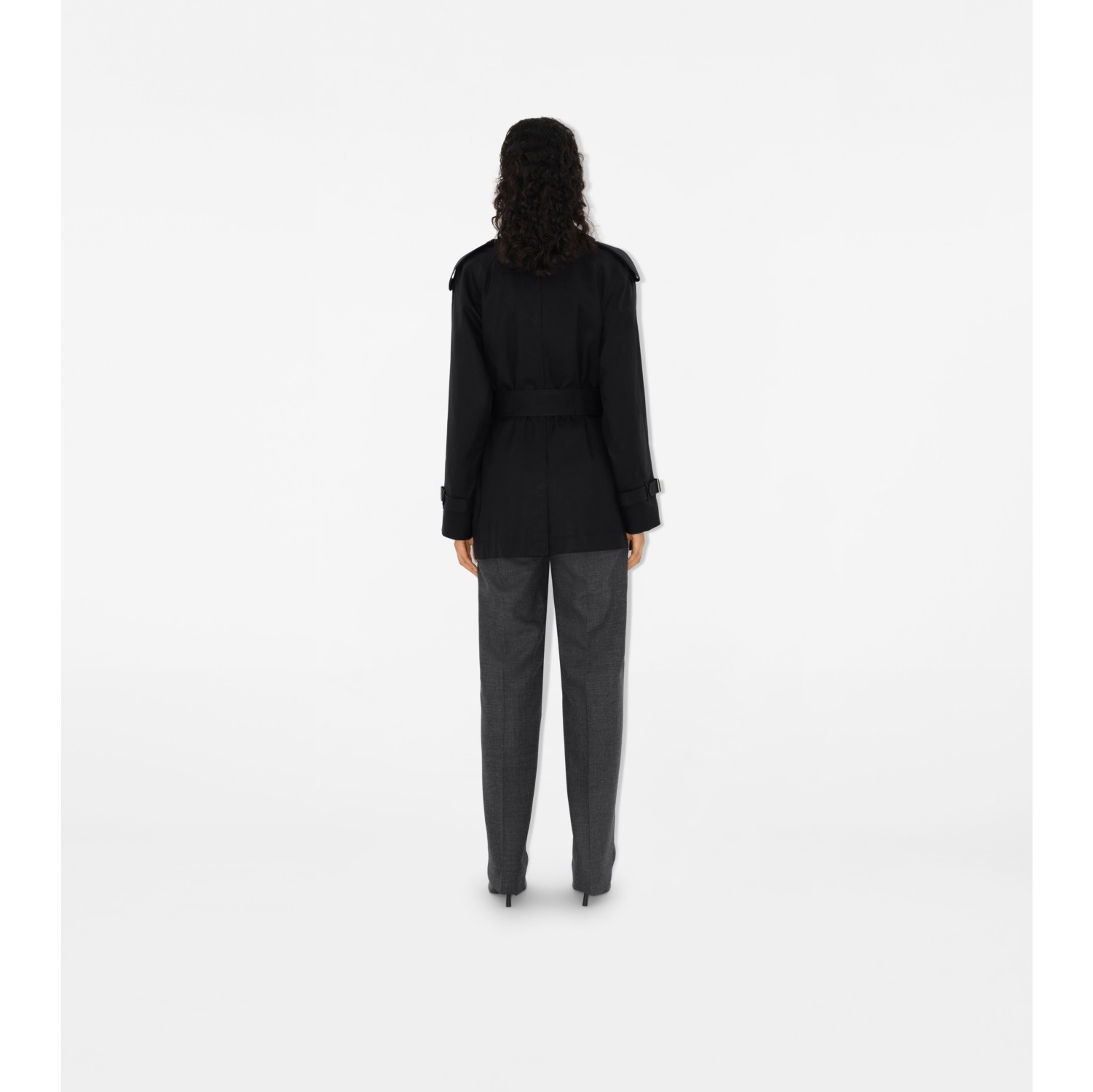 Gabardine Trench Jacket in Black - Women, Cotton | Burberry® Official
