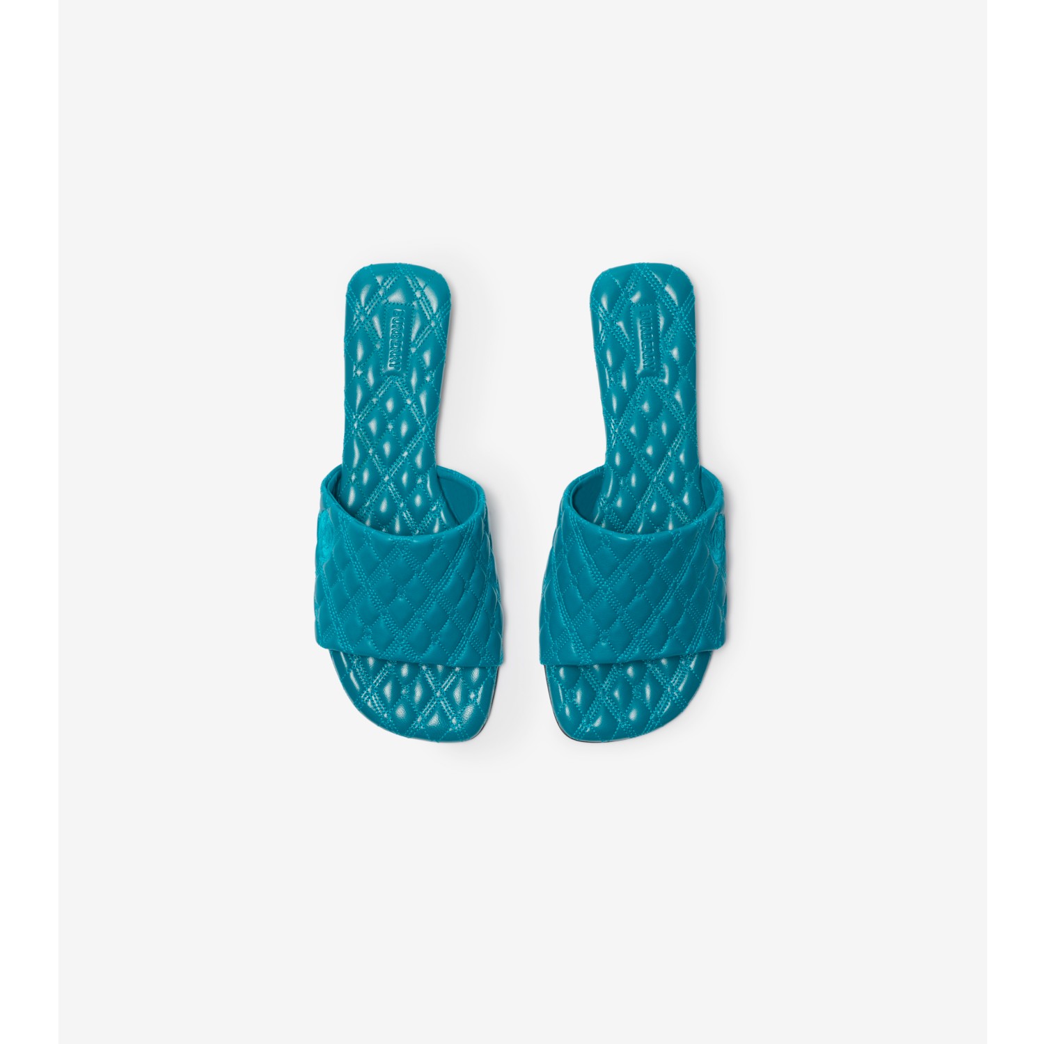 Leather Quilt Slides in Kingfisher - Women | Burberry® Official