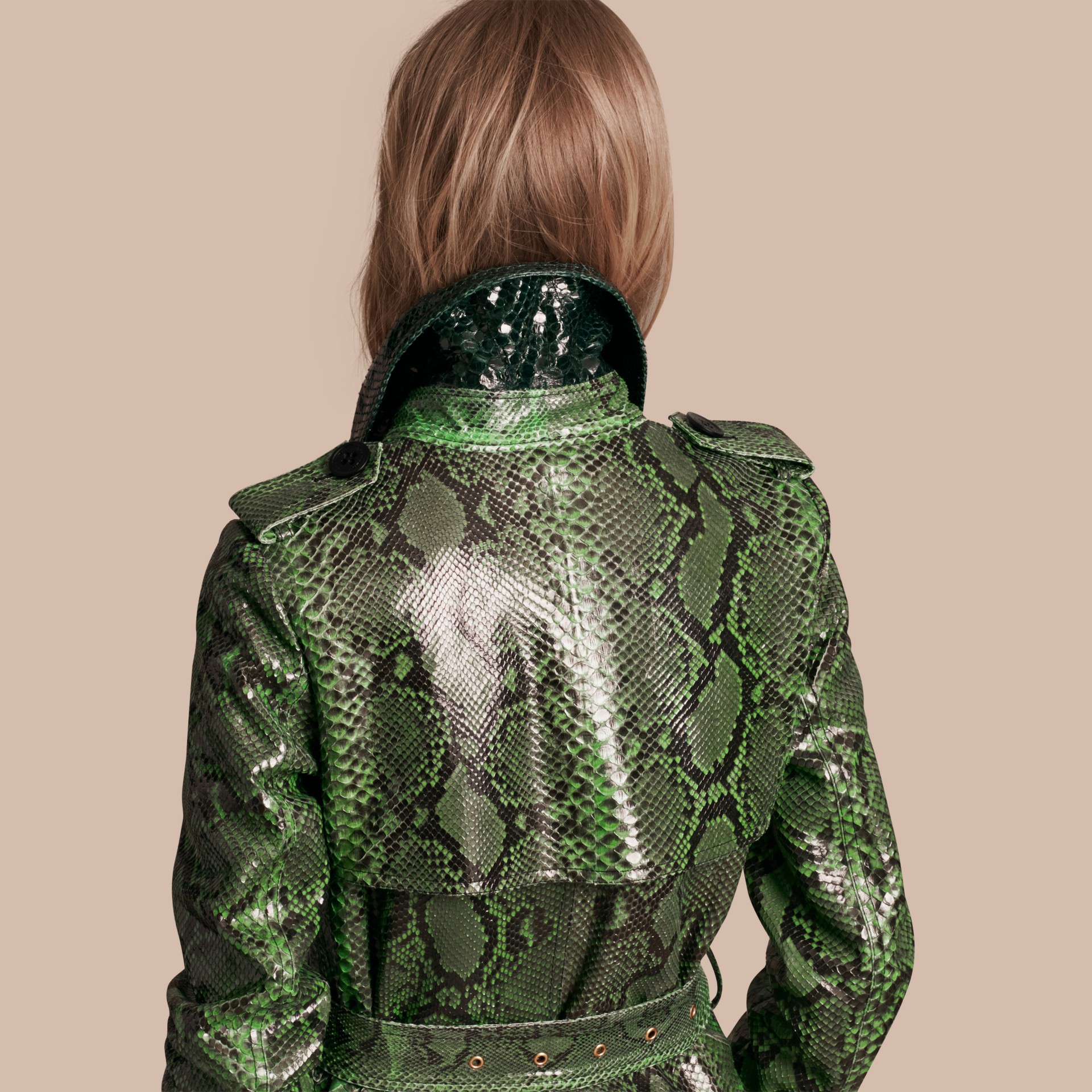 Unlined Python Trench Coat in Bright Green - Women | Burberry Canada