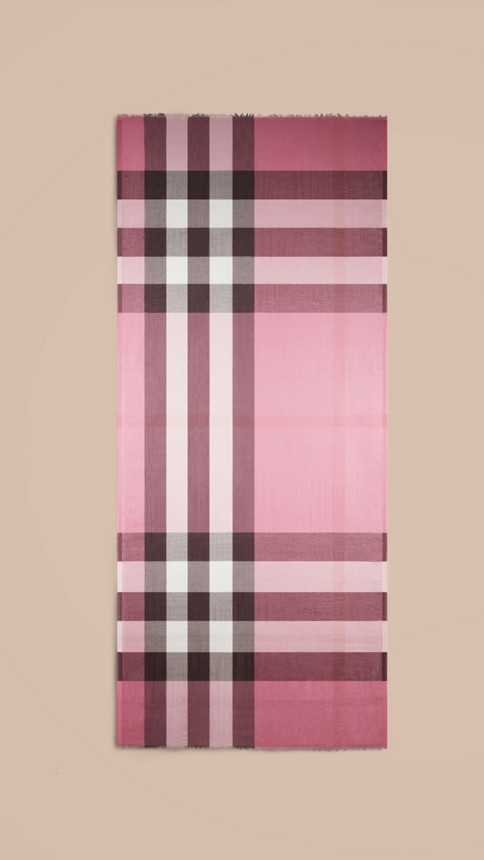 Check Modal Cashmere and Silk Scarf Rose Pink | Burberry Check Modal Cashmere and Silk Scarf Rose Pink | Burberry
