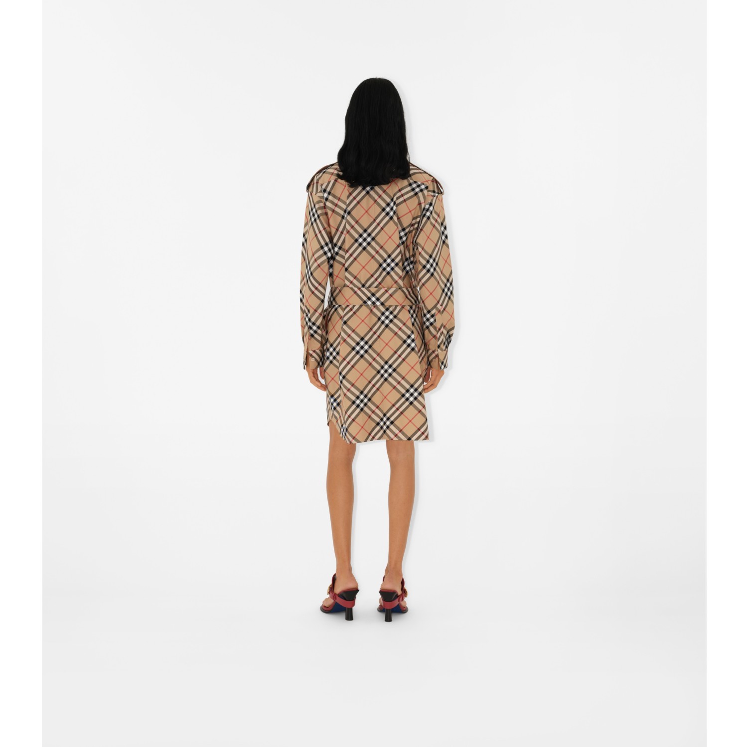 Check Cotton Shirt Dress in Sand - Women | Burberry® Official