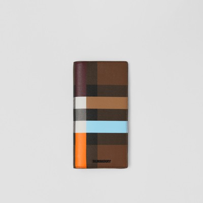 Burberry Colour Block Check Continental Wallet In Dark Birch Brown ...
