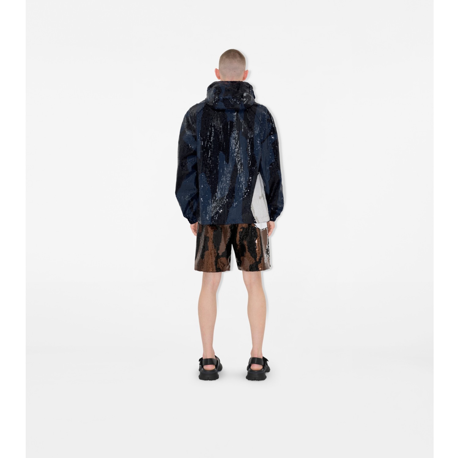 Swan Sequinned Nylon Jacket in Ink - Men | Burberry® Official