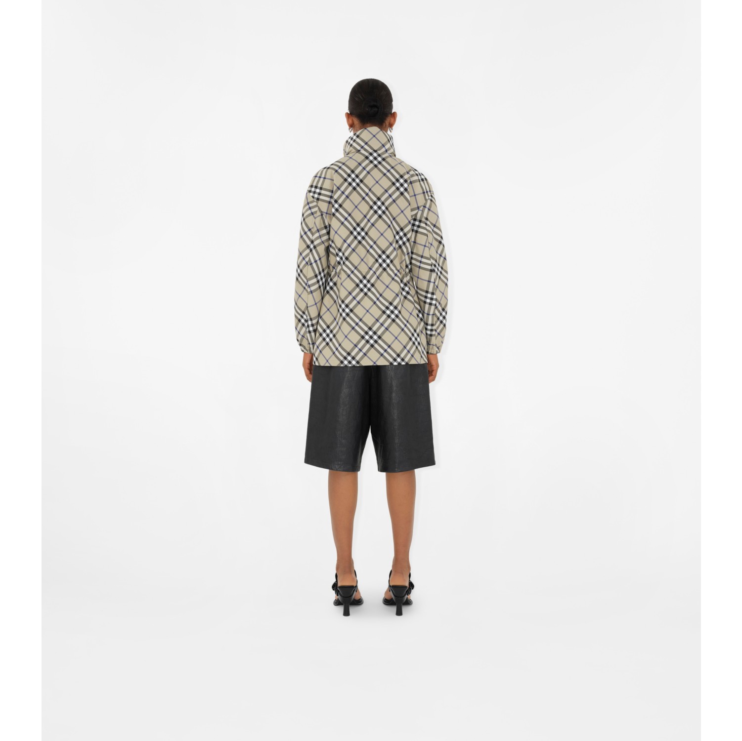 Check Jacket in Lichen - Women, Nylon | Burberry® Official