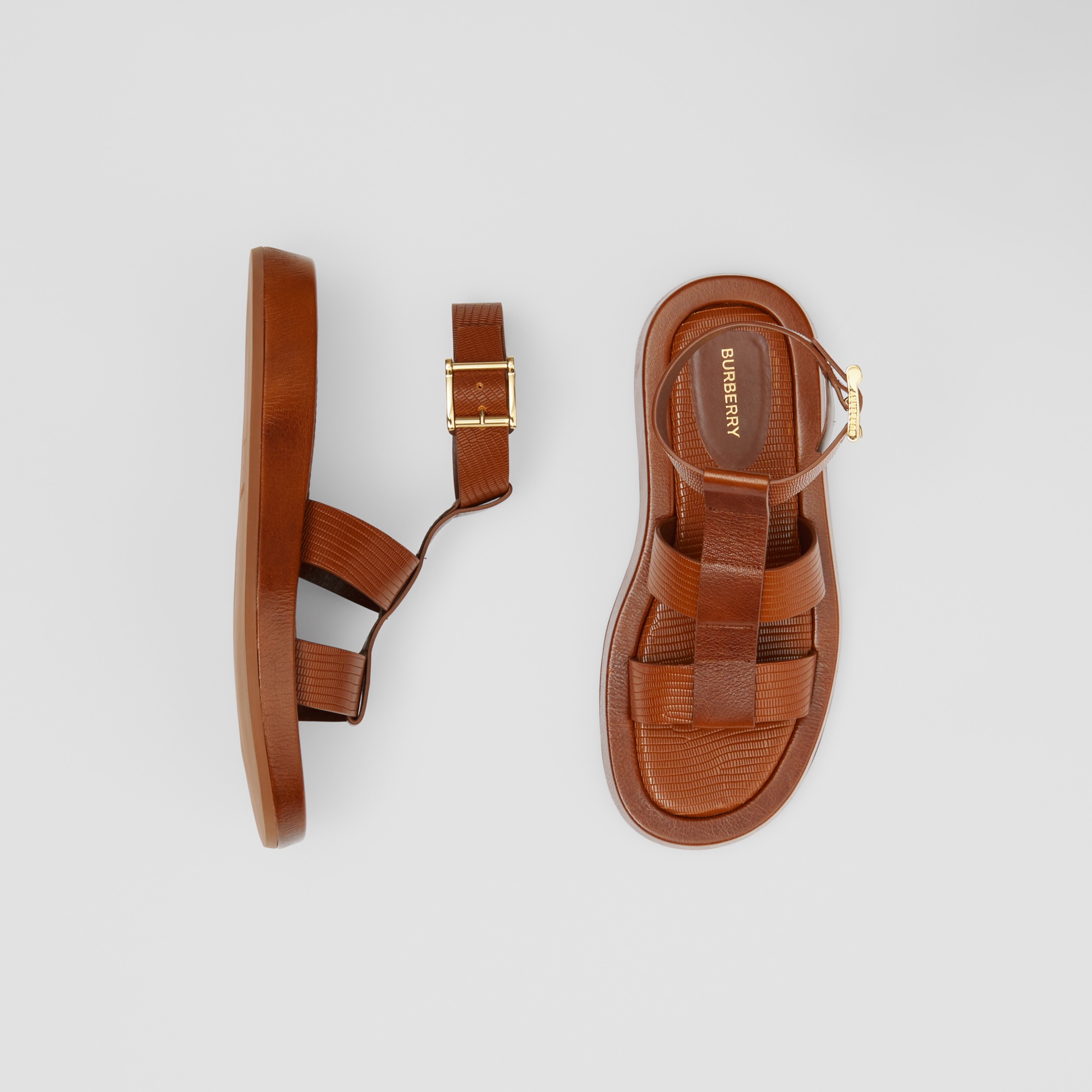 Tan Leather Flatform Sandals | moocaparatodos.com.br