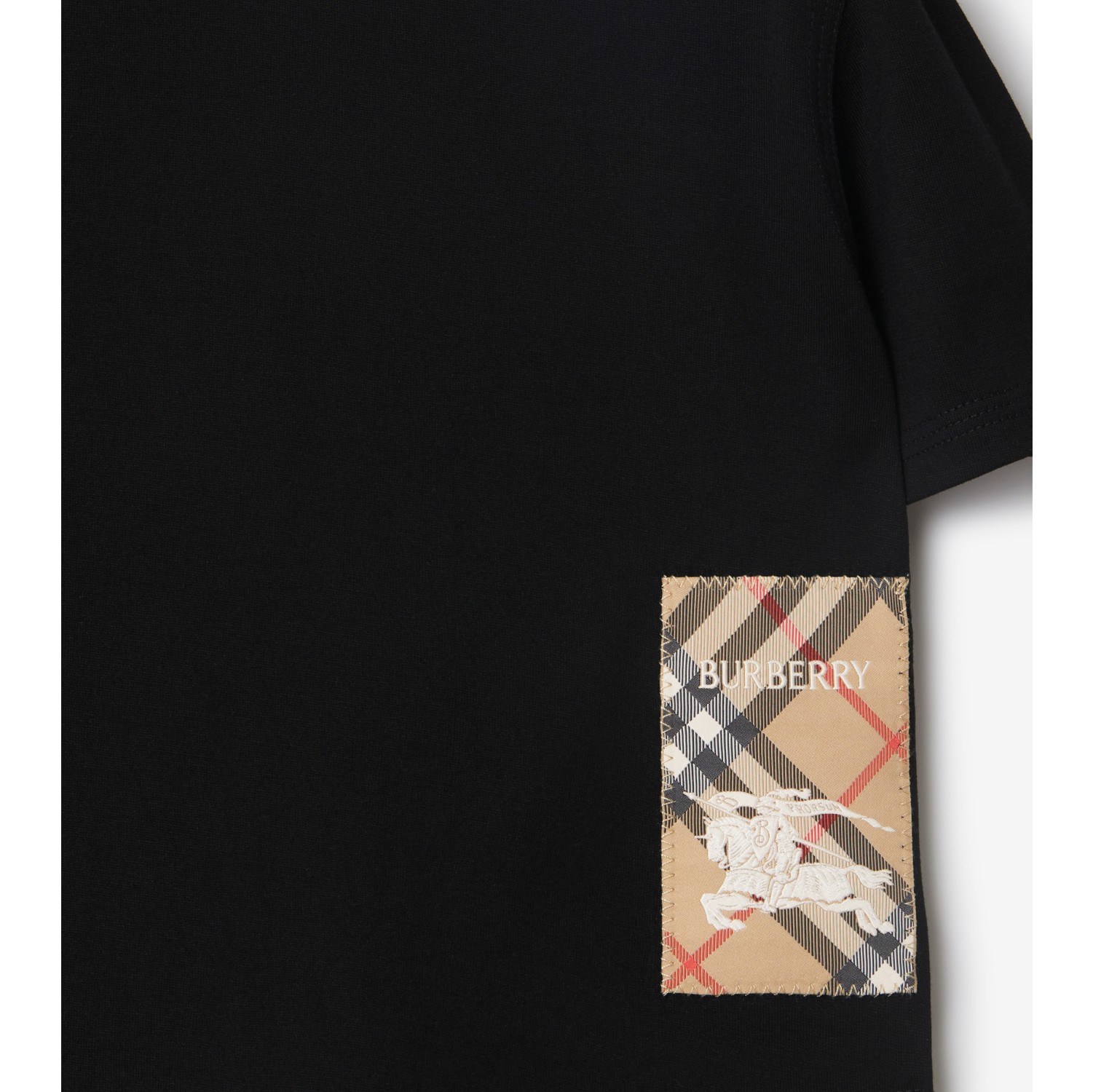 Check Label Cotton T-shirt in Black | Burberry® Official