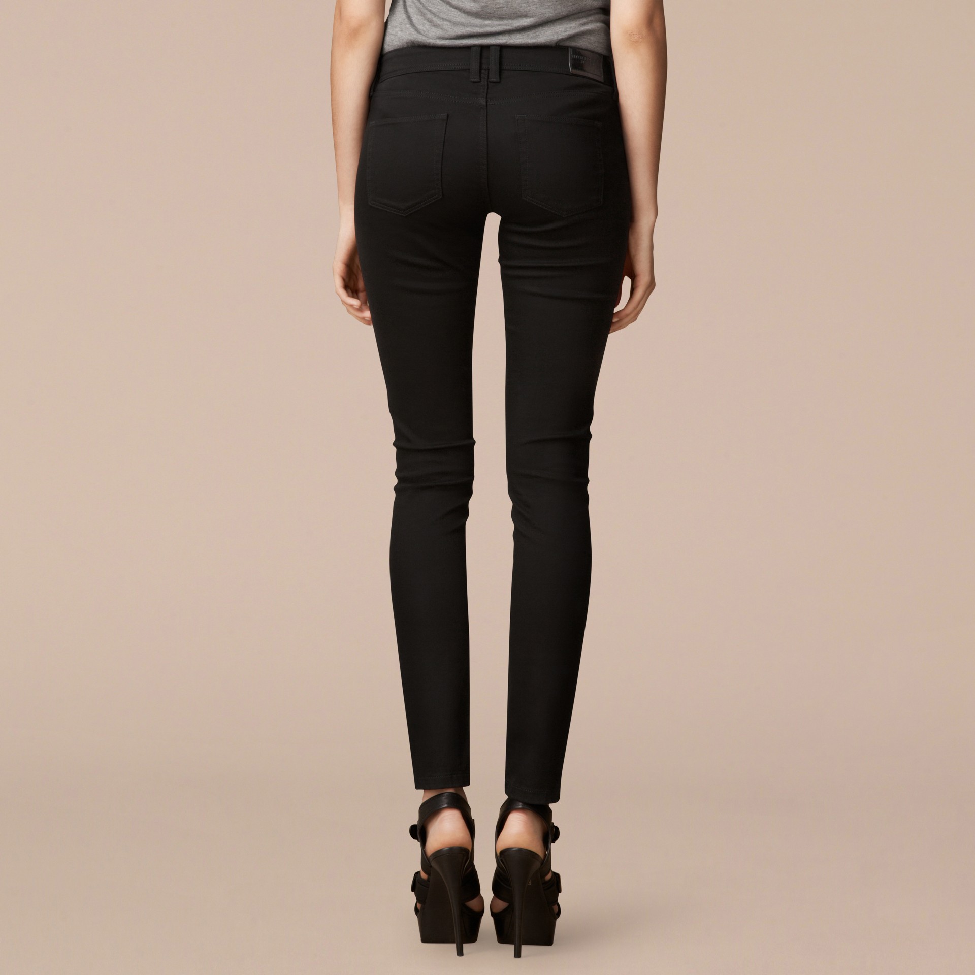 Skinny Fit Low Rise Deep Black Jeans Women Burberry