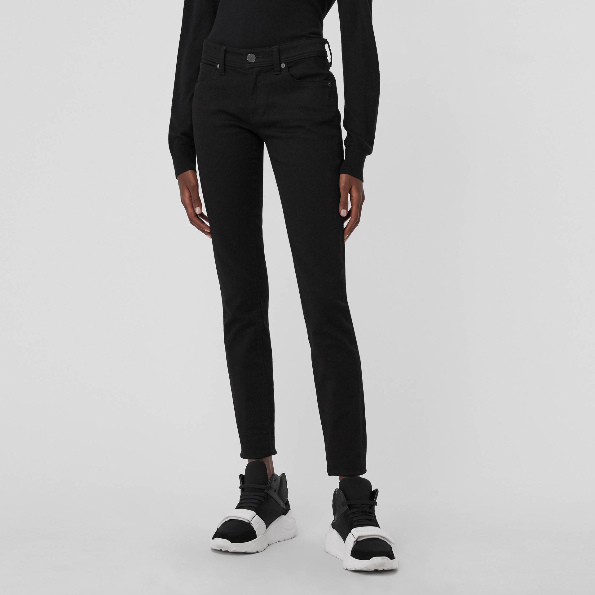 Skinny Fit Low Rise Deep Black Jeans Women Burberry United States