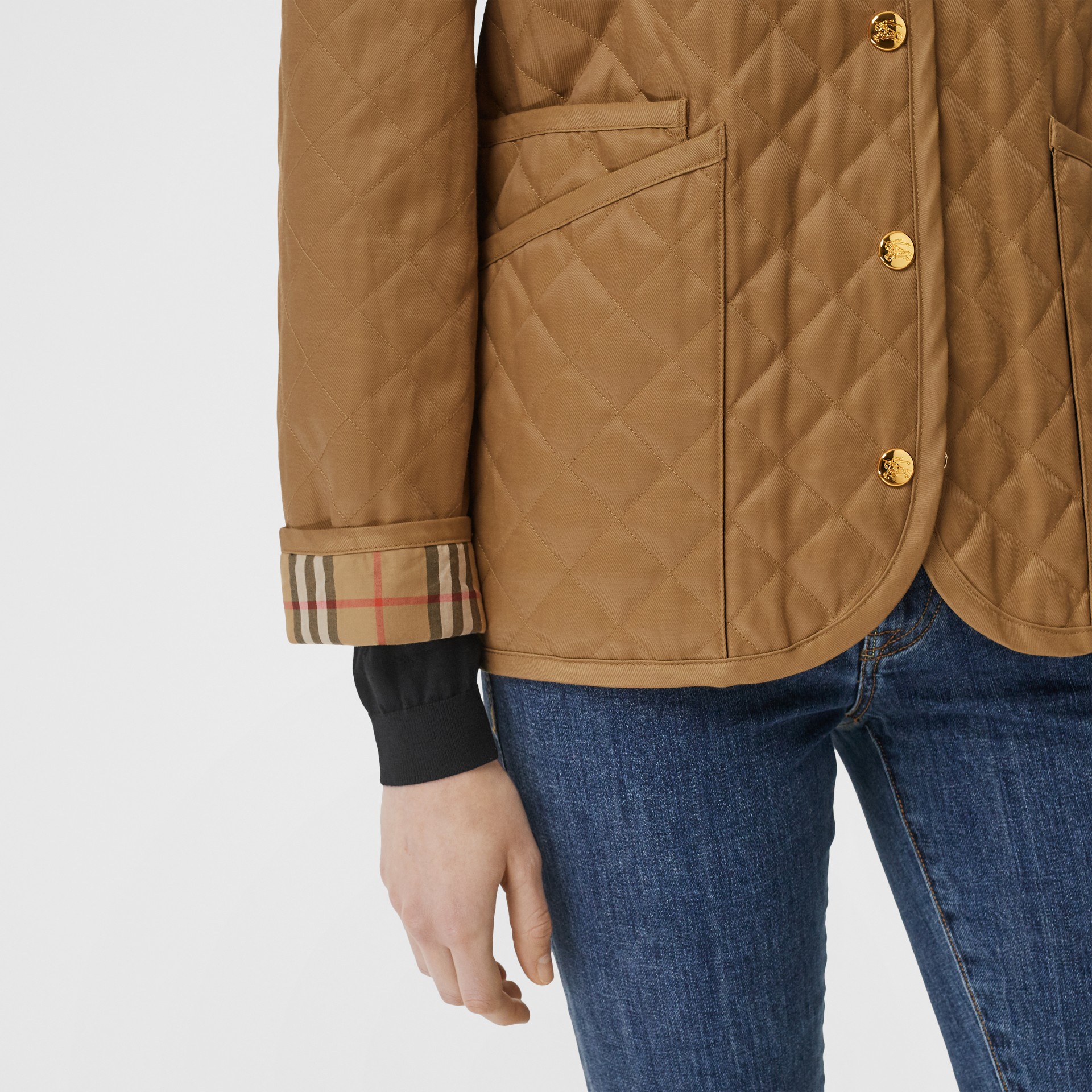 Diamond Quilted Barn Jacket In Camel Women Burberry United States