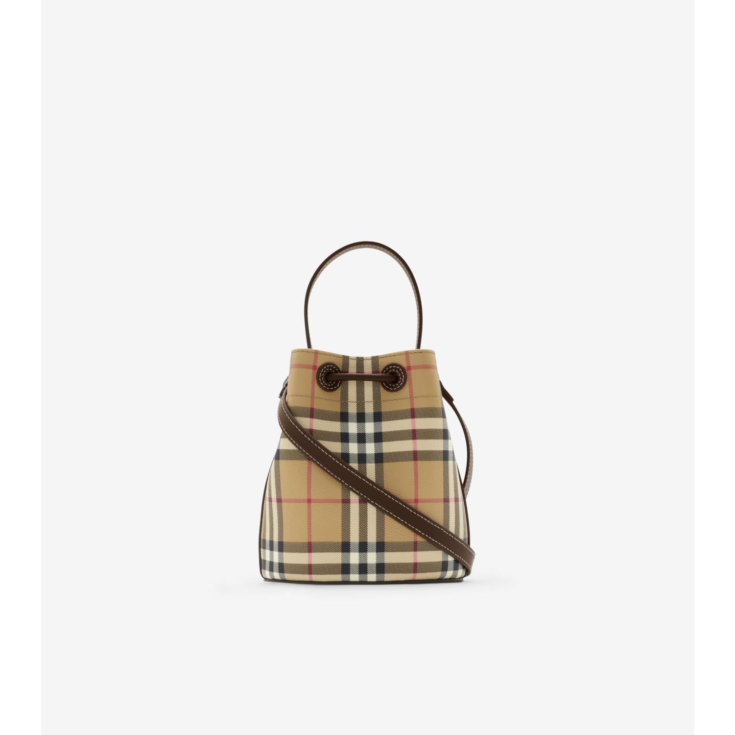 Mini Check Bucket Bag in Archive beige/military - Women | Burberry ...
