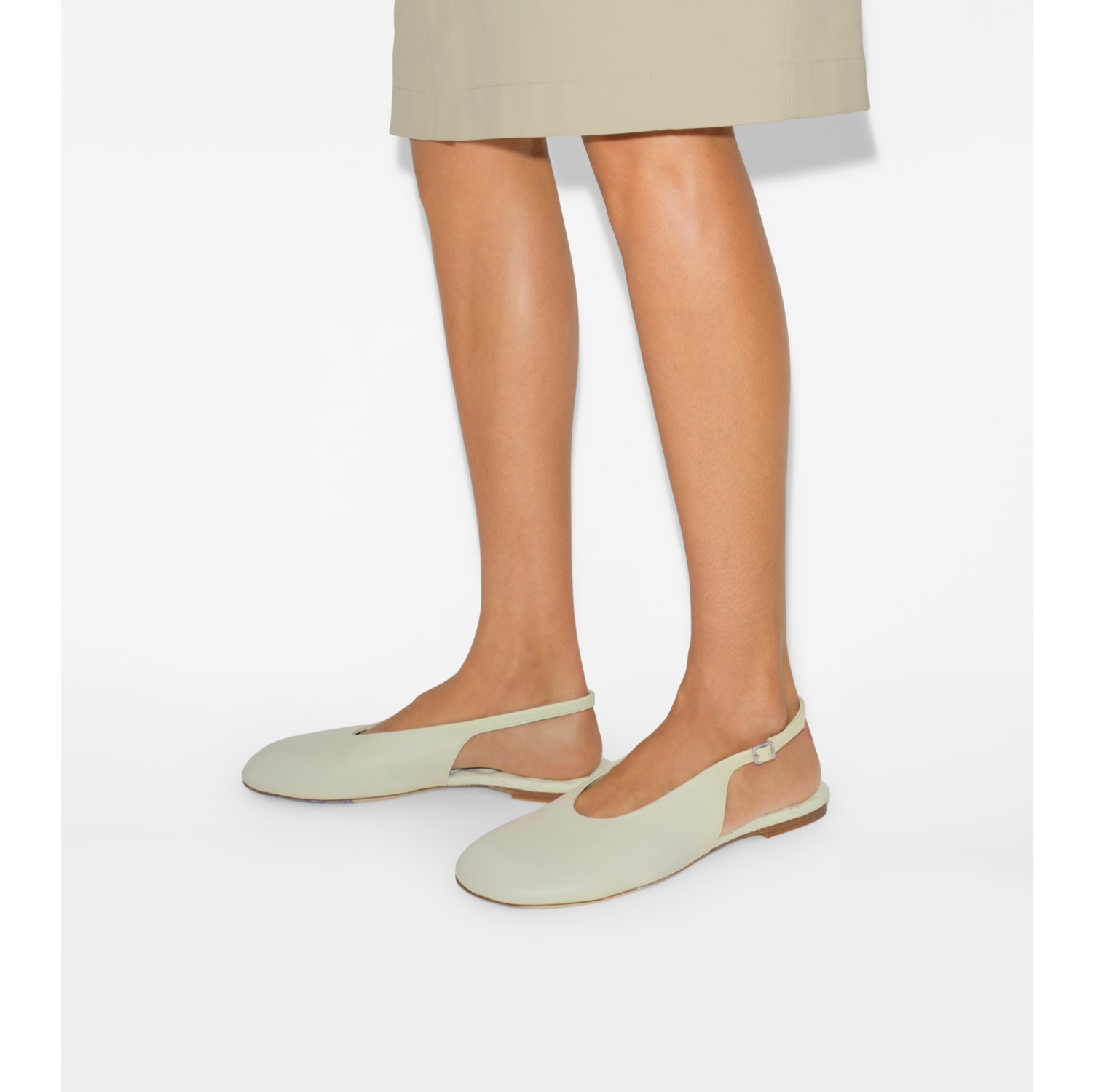 Leather Baby Slingback Ballerinas in Plaster - Women | Burberry® Official