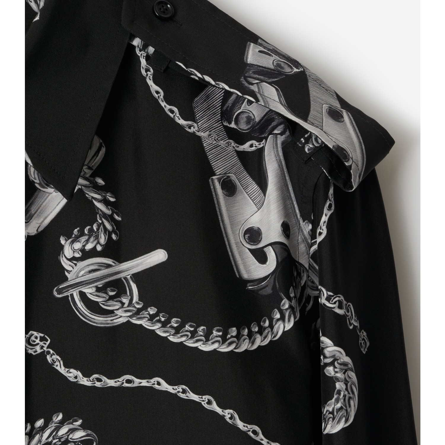 Knight Hardware Silk Shirt in Silver/black - Women | Burberry® Official