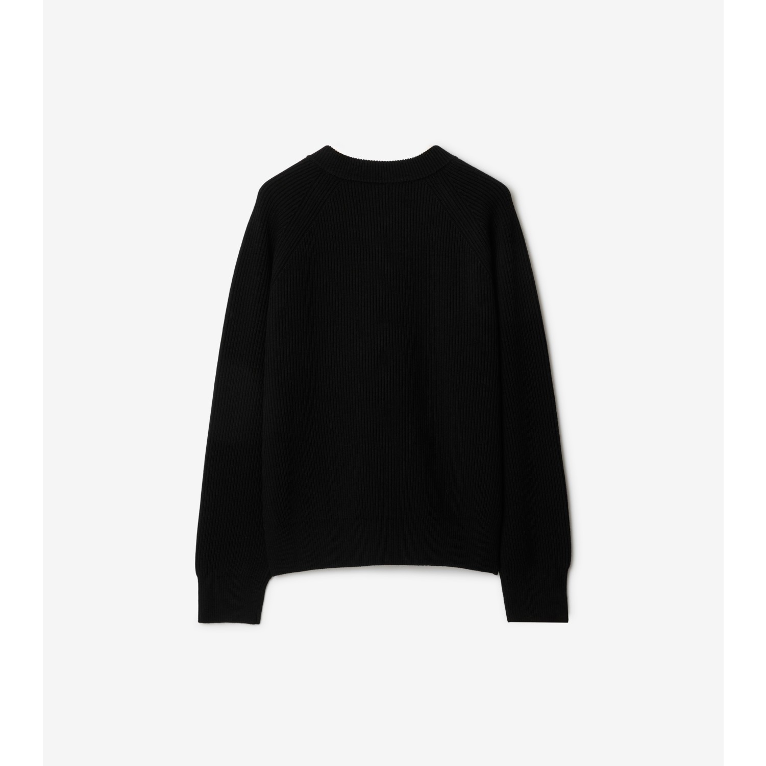 Rib Knit Wool Sweater In Black Men Burberry® Official