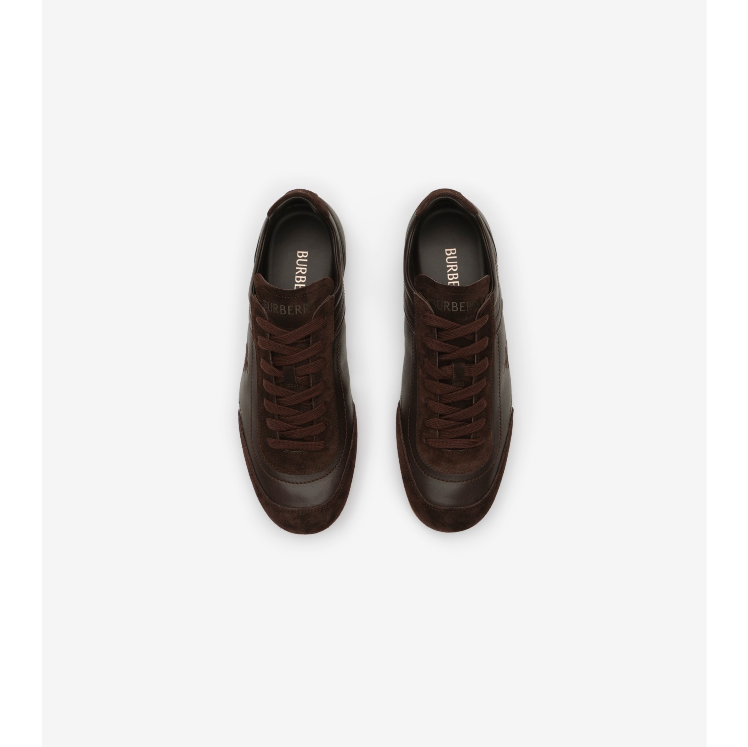 Leather Knight Runner Sneakers in Moorhen brown - Women | Burberry ...