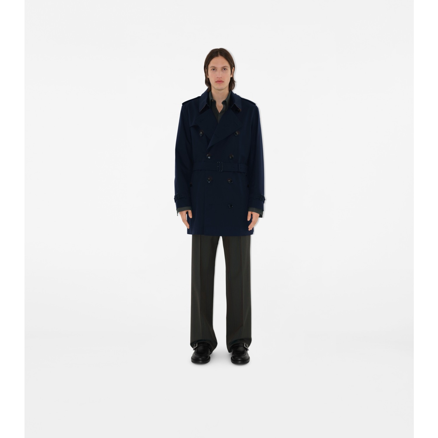Short Kensington Heritage Trench Coat in Coal blue - Men, Cotton ...