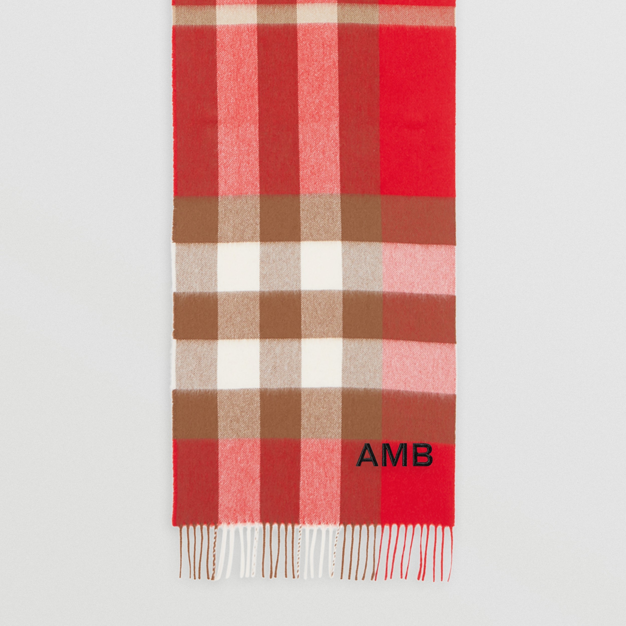 Check Cashmere Scarf in Bright Red | Burberry® Official