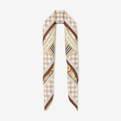 Burberry Clock Print Silk Square Scarf In Camel | ModeSens