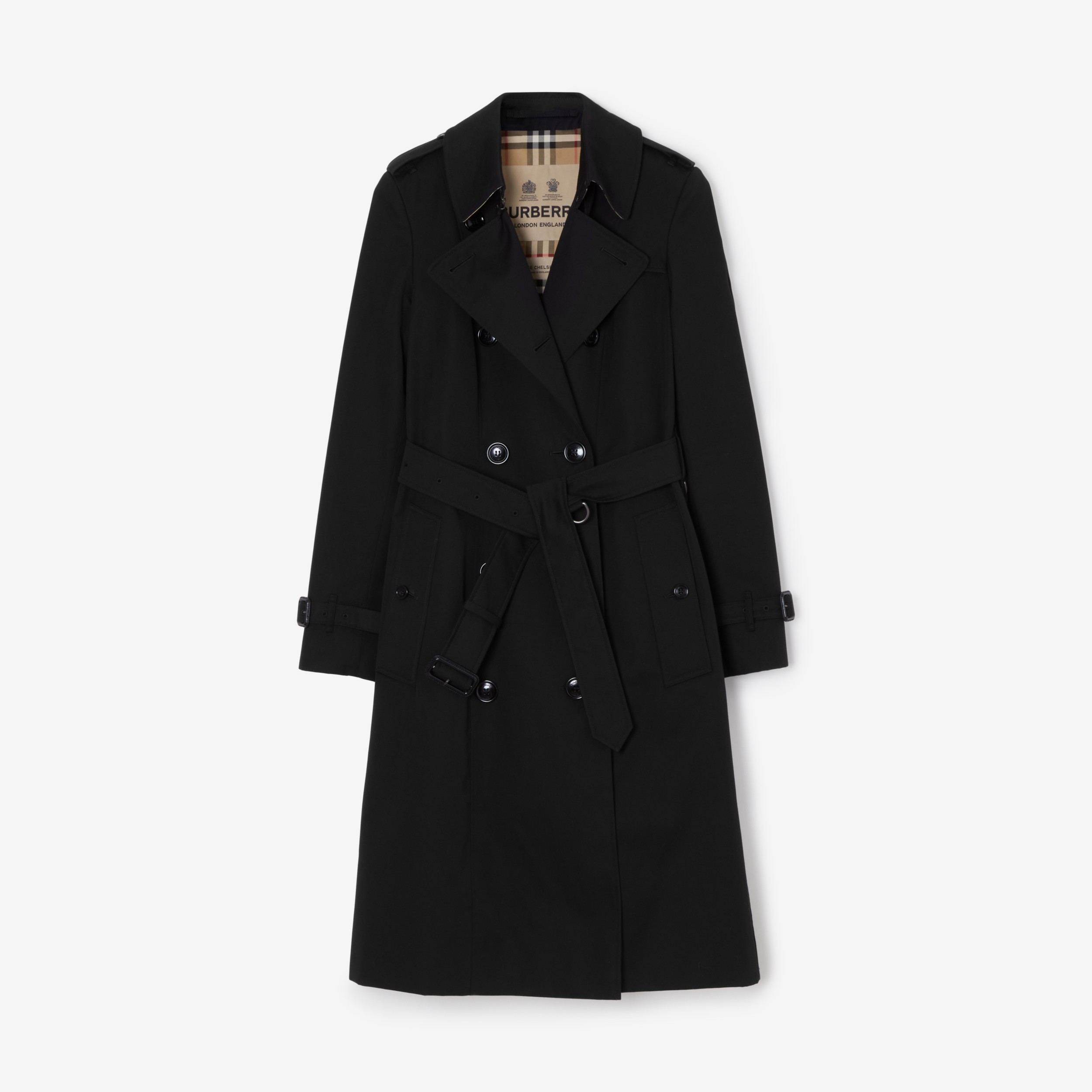 Long Chelsea Heritage Trench Coat in Black - Women | Burberry® Official