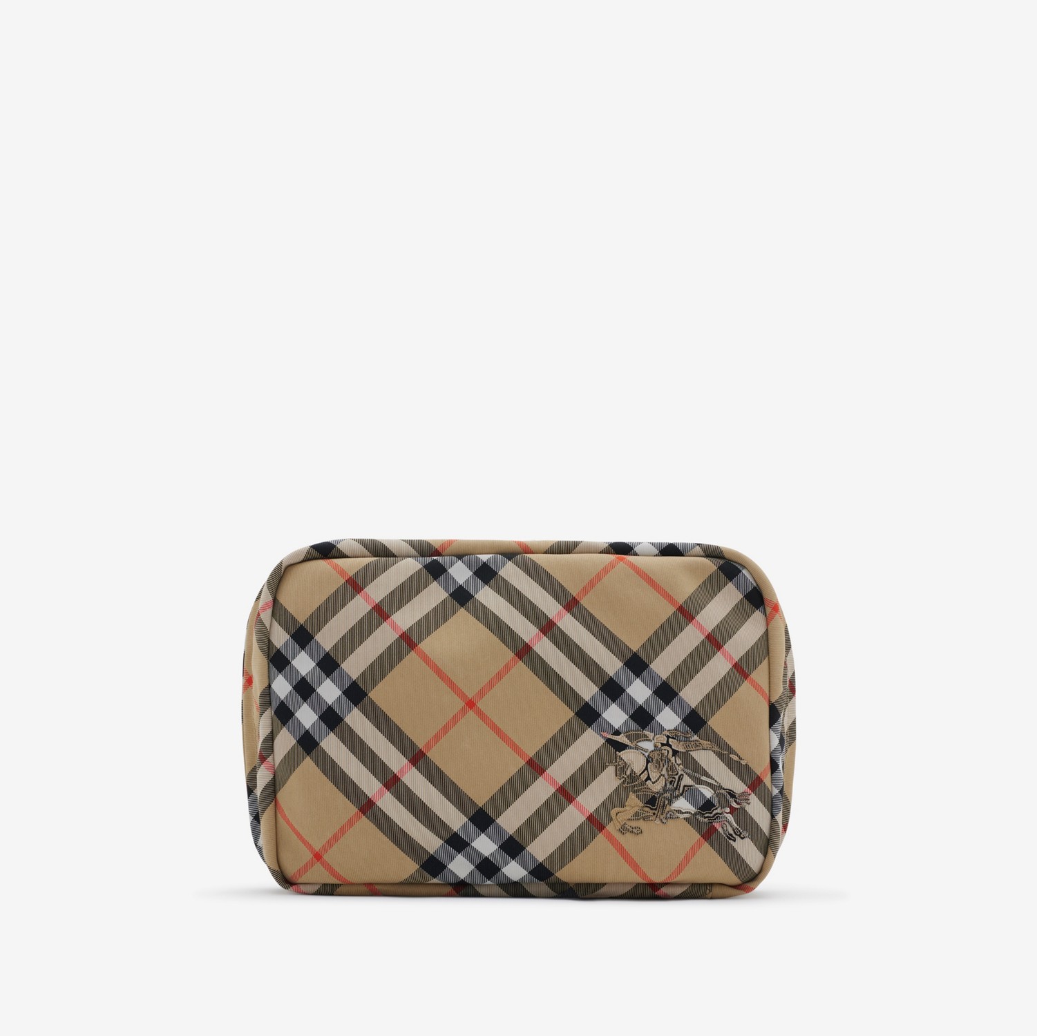 Check Travel Pouch in Sand - Men, Nylon | Burberry® Official Check Travel Pouch in Sand - Men, Nylon | Burberry® Official