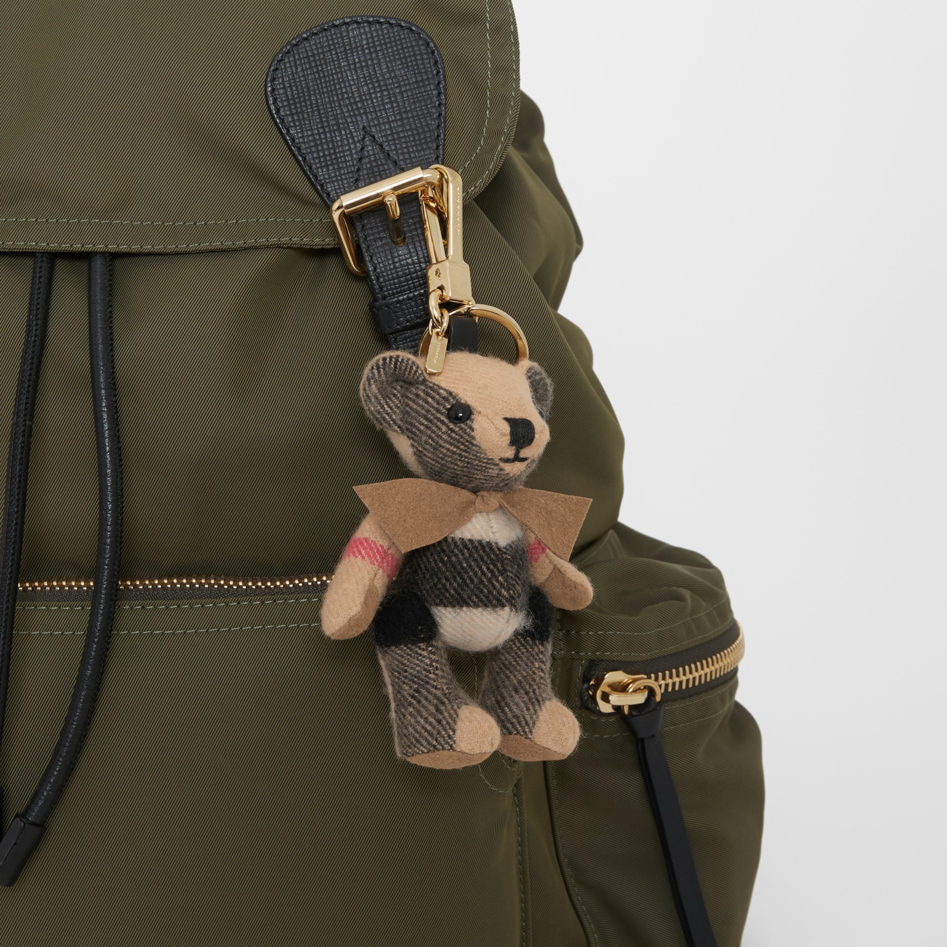 Thomas Bear Charm in Check Cashmere in Camel | Burberry United States