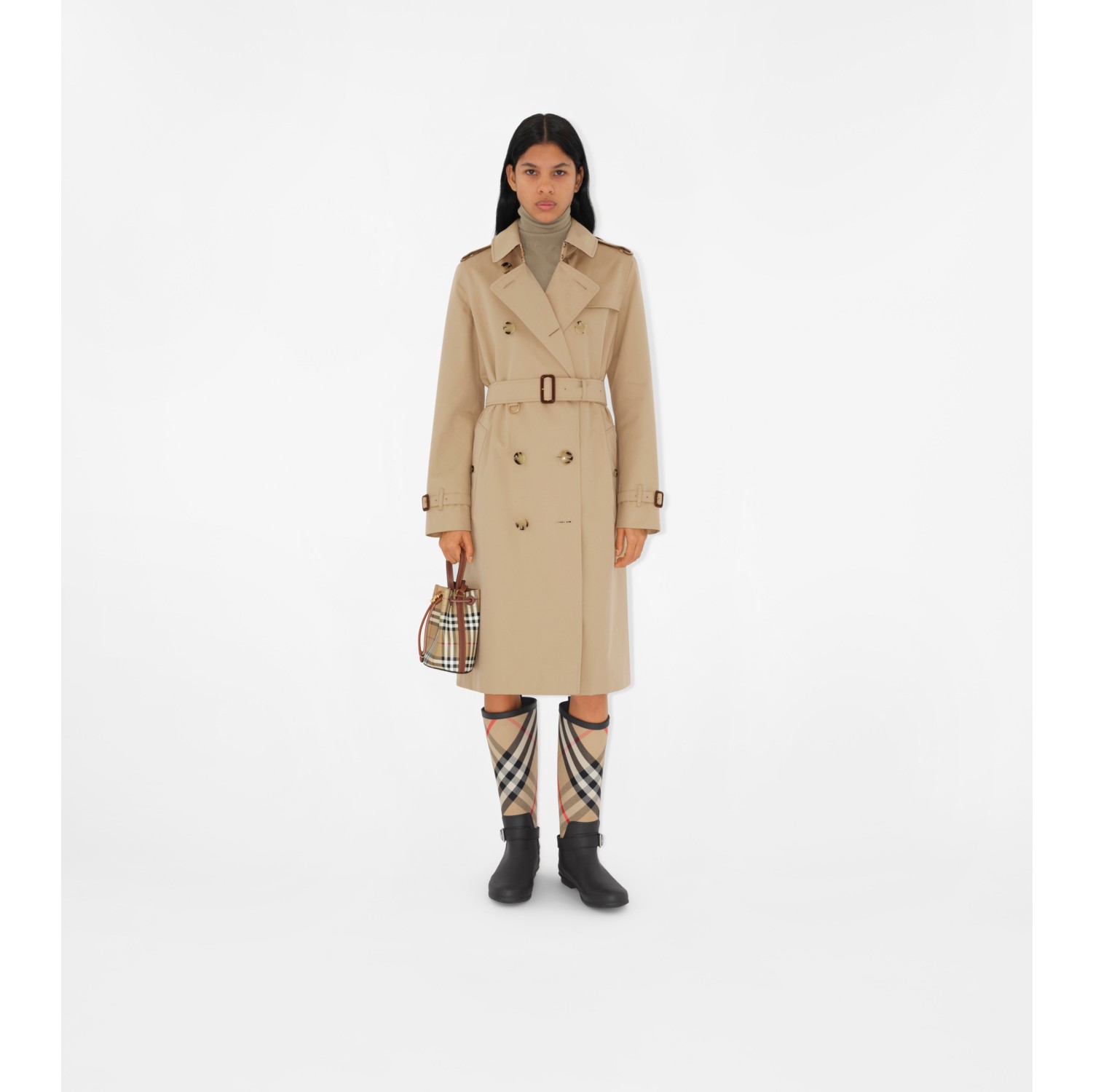 Mini TB Bucket Bag in Archive beige/briar brown - Women | Burberry ...