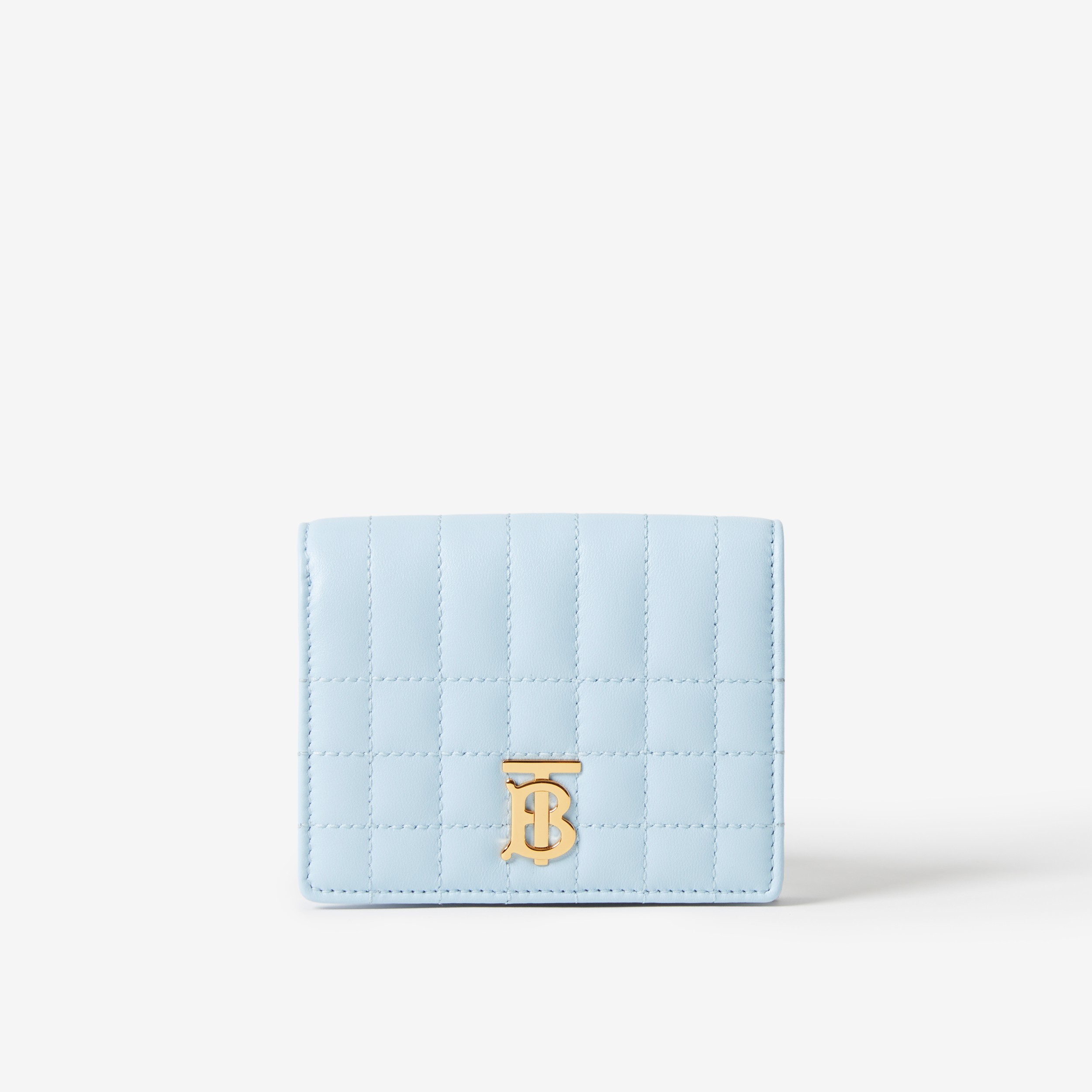 Quilted Leather Small Lola Folding Wallet in Pale Blue - Women ...