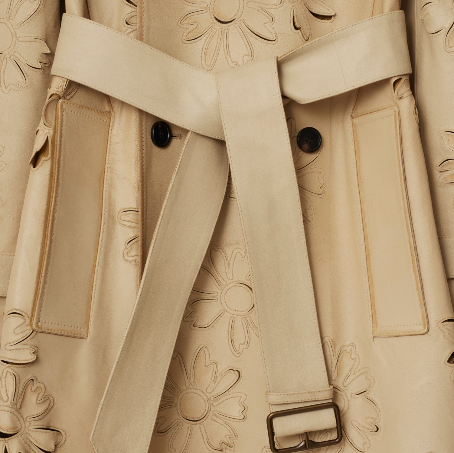 Long Cutout Daisy Suede Trench Coat in Tan - Women Long Cutout Daisy Suede Trench Coat in Tan - Women