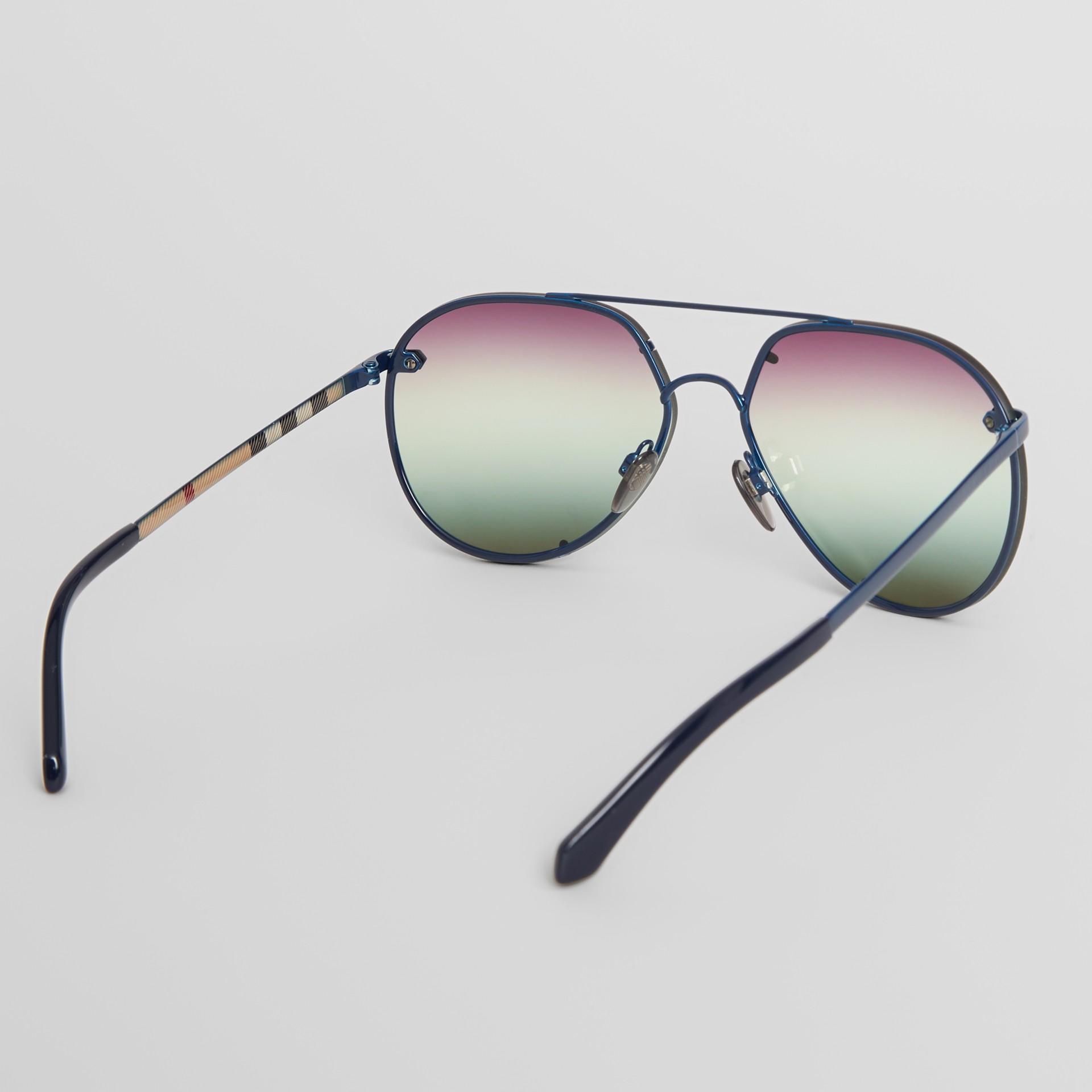 Check Detail Pilot Sunglasses In Blue Women Burberry United States
