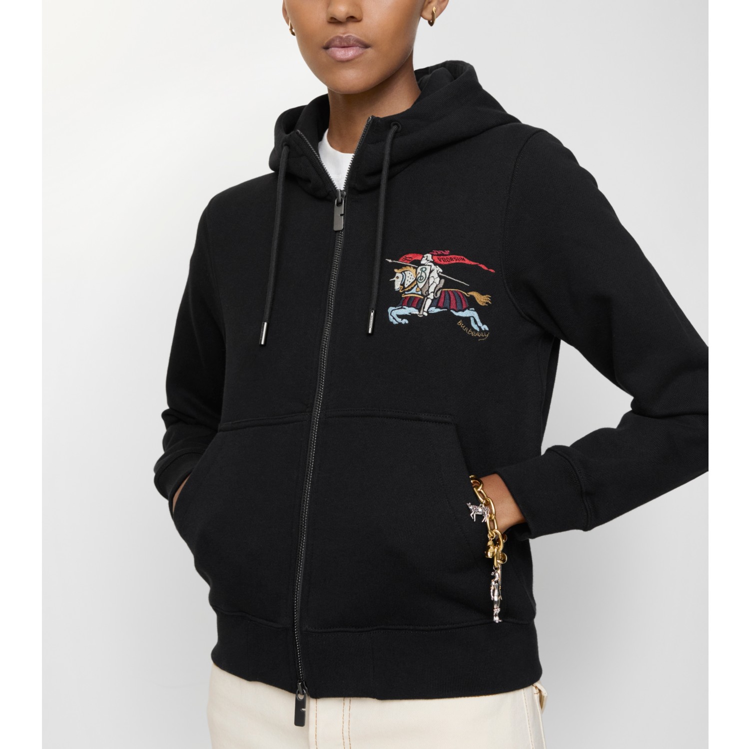 EKD Cotton Zip Hoodie in Black - Women | Burberry® Official