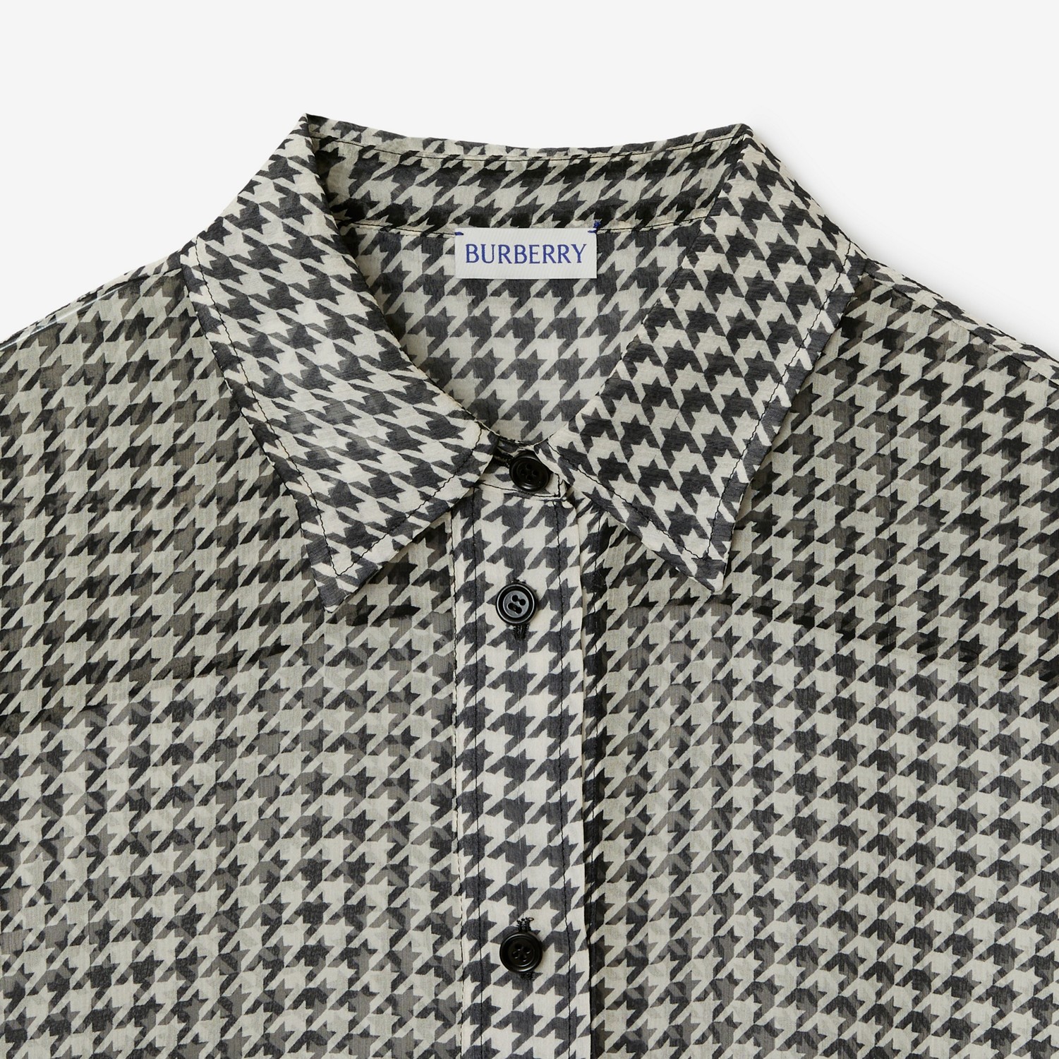 Houndstooth Silk Shirt in Monochrome - Women | Burberry® Official Houndstooth Silk Shirt in Monochrome - Women | Burberry® Official