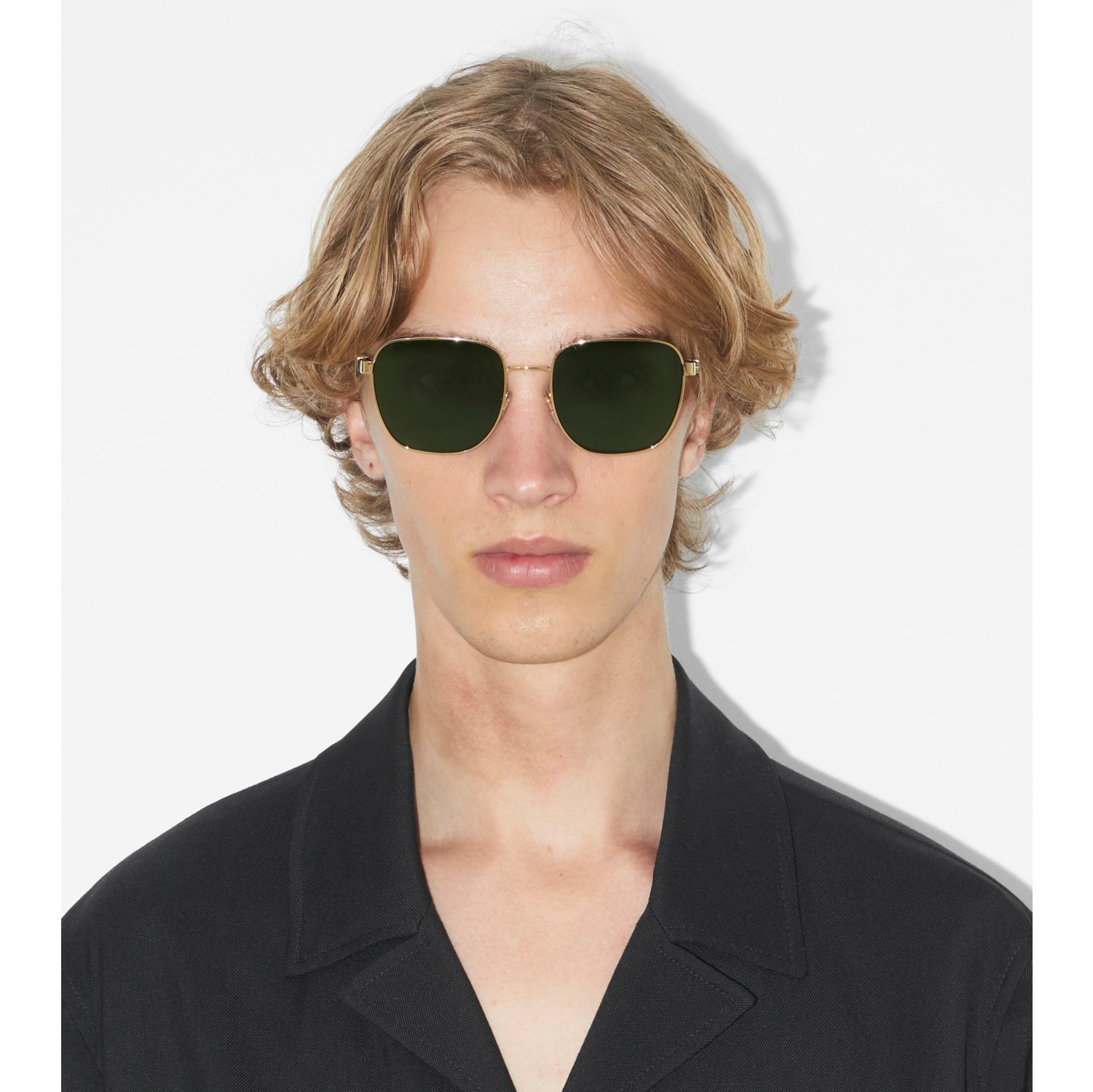 Stripe Detail Square Frame Sunglasses in Light gold - Men | Burberry ...