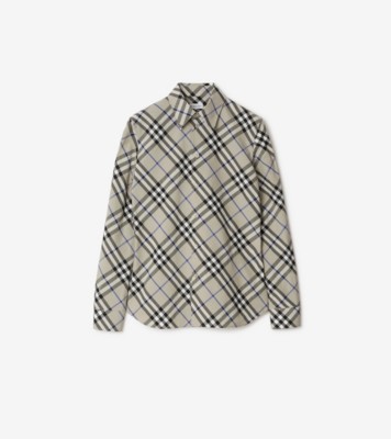 Slim Fit Check Cotton Shirt in Lichen - Women | Burberry® Official