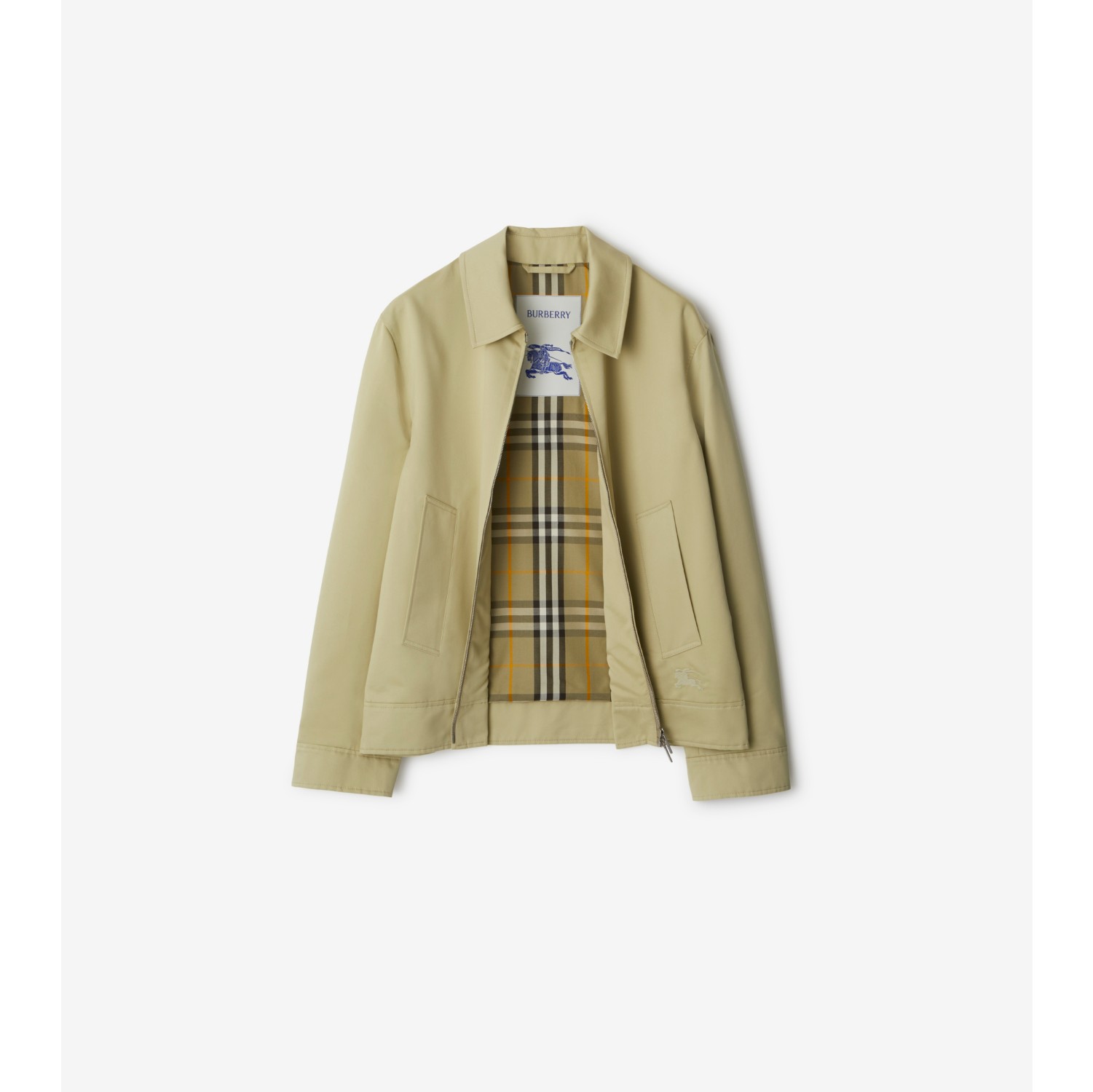 Cotton Silk Harrington Jacket in Hunter - Men | Burberry® Official