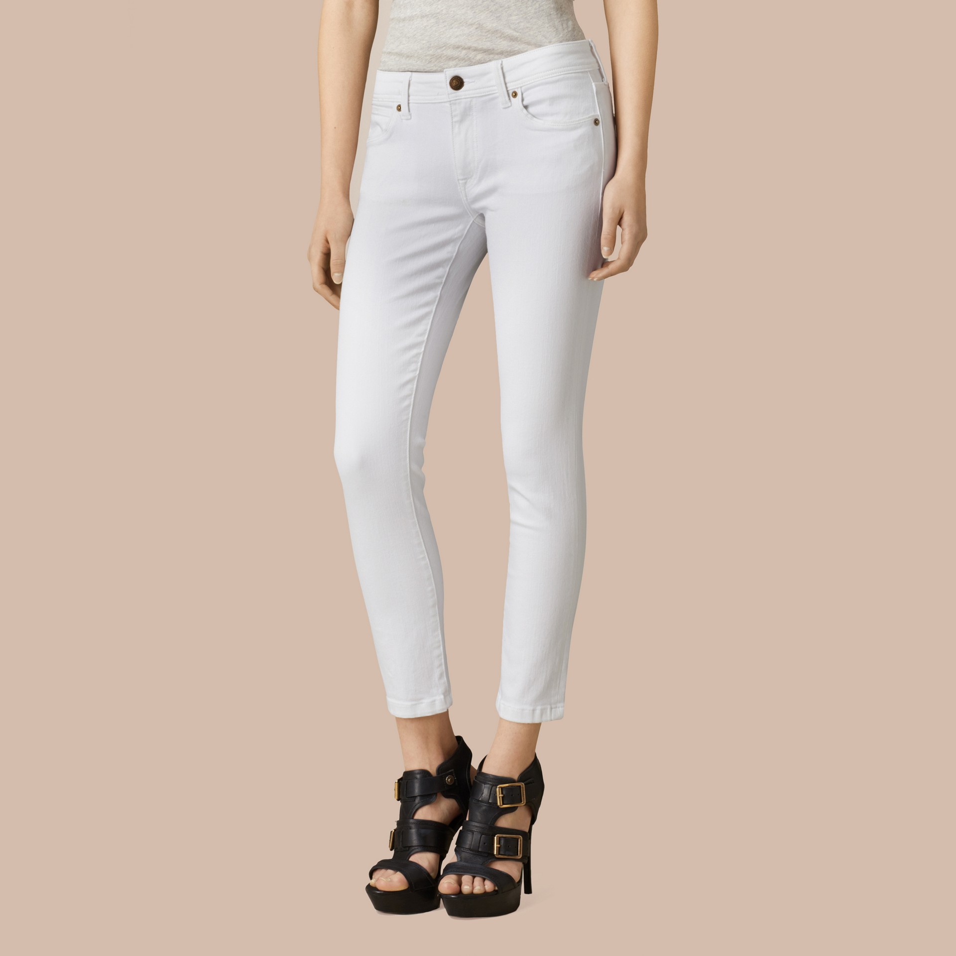 Skinny Fit Low Rise Cropped Jeans Burberry