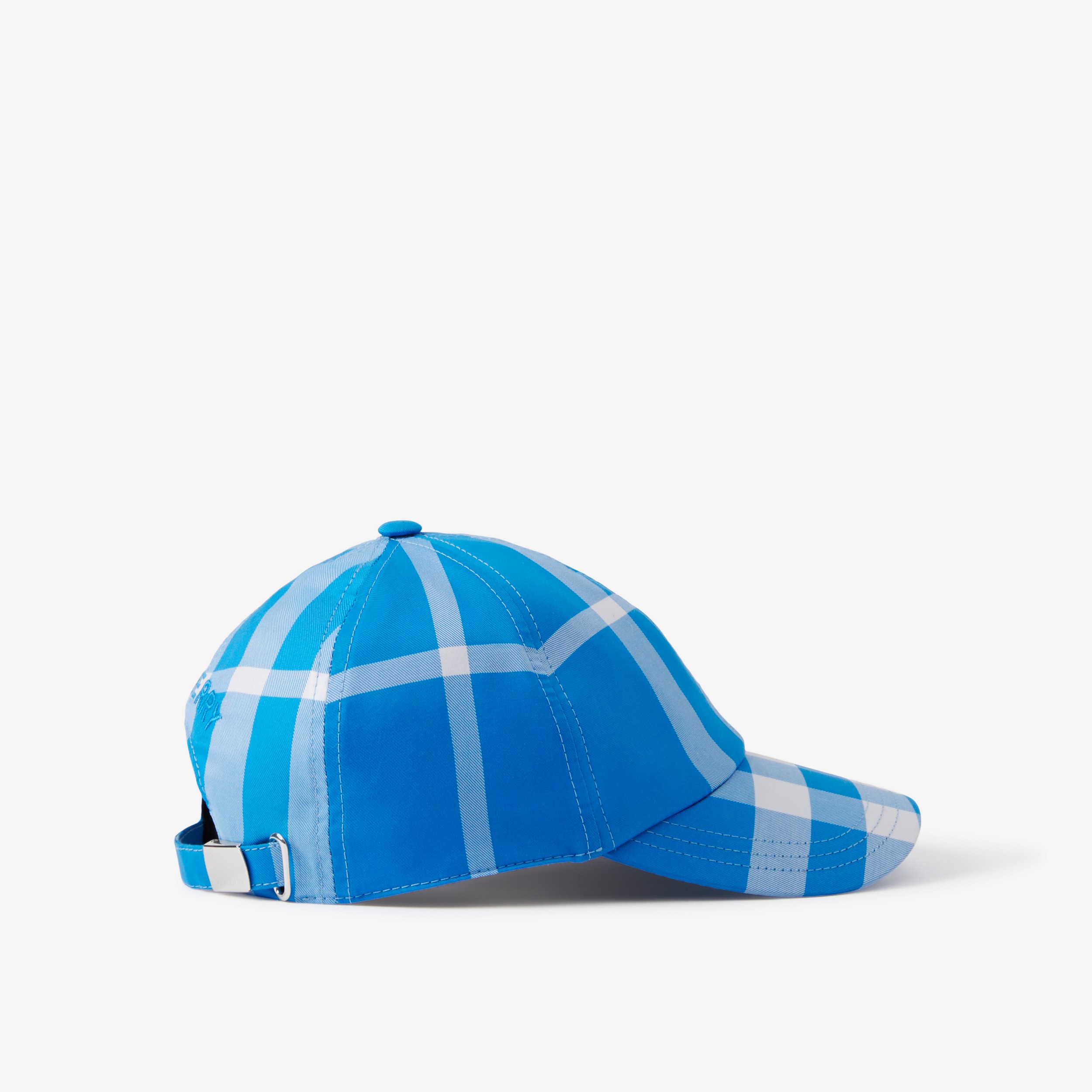 Boné de beisebol de sarja de algodão xadrez (Azul Vívido) | Burberry ... Boné de beisebol de sarja de algodão xadrez (Azul Vívido) | Burberry ...