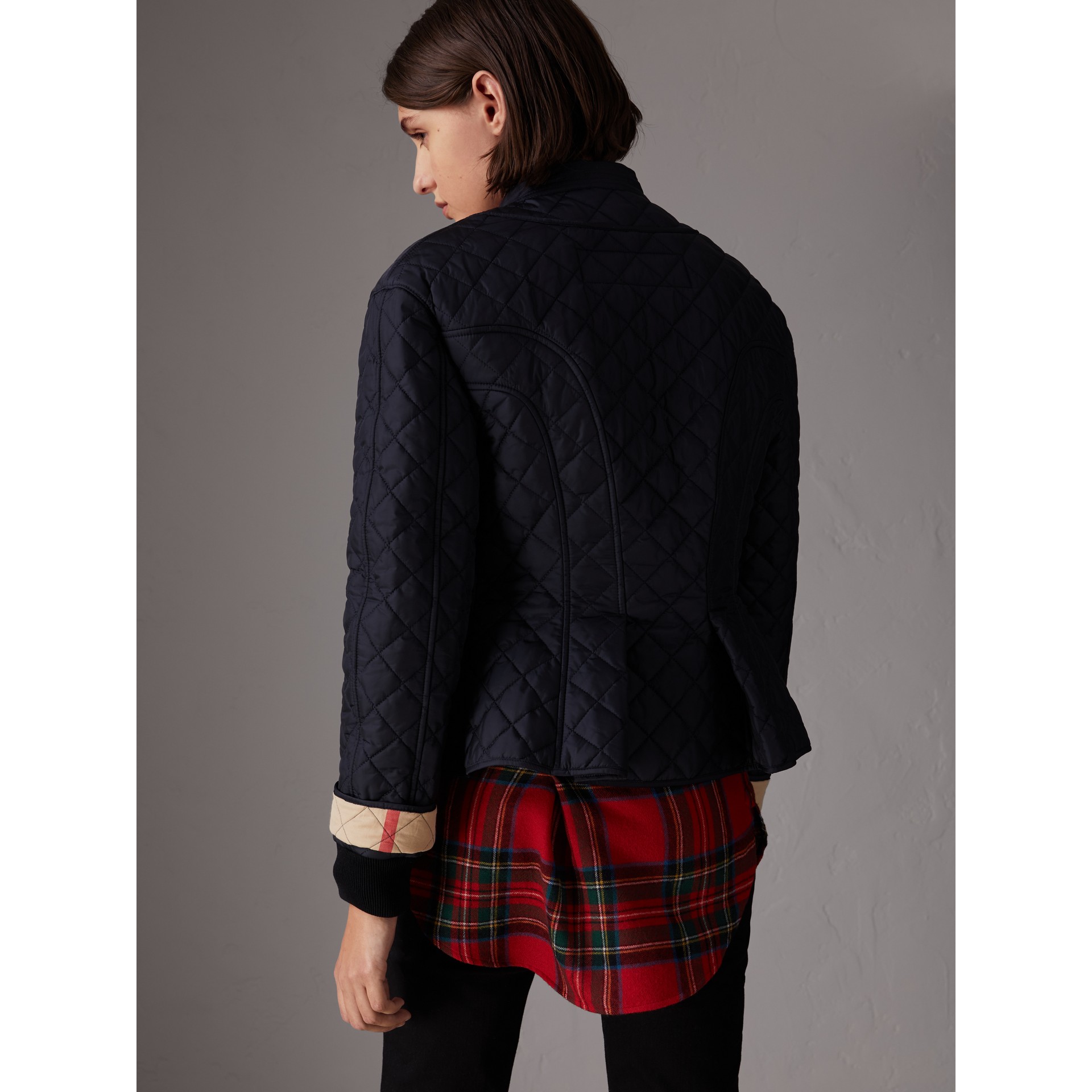 Diamond Quilted Jacket In Navy Burberry United States