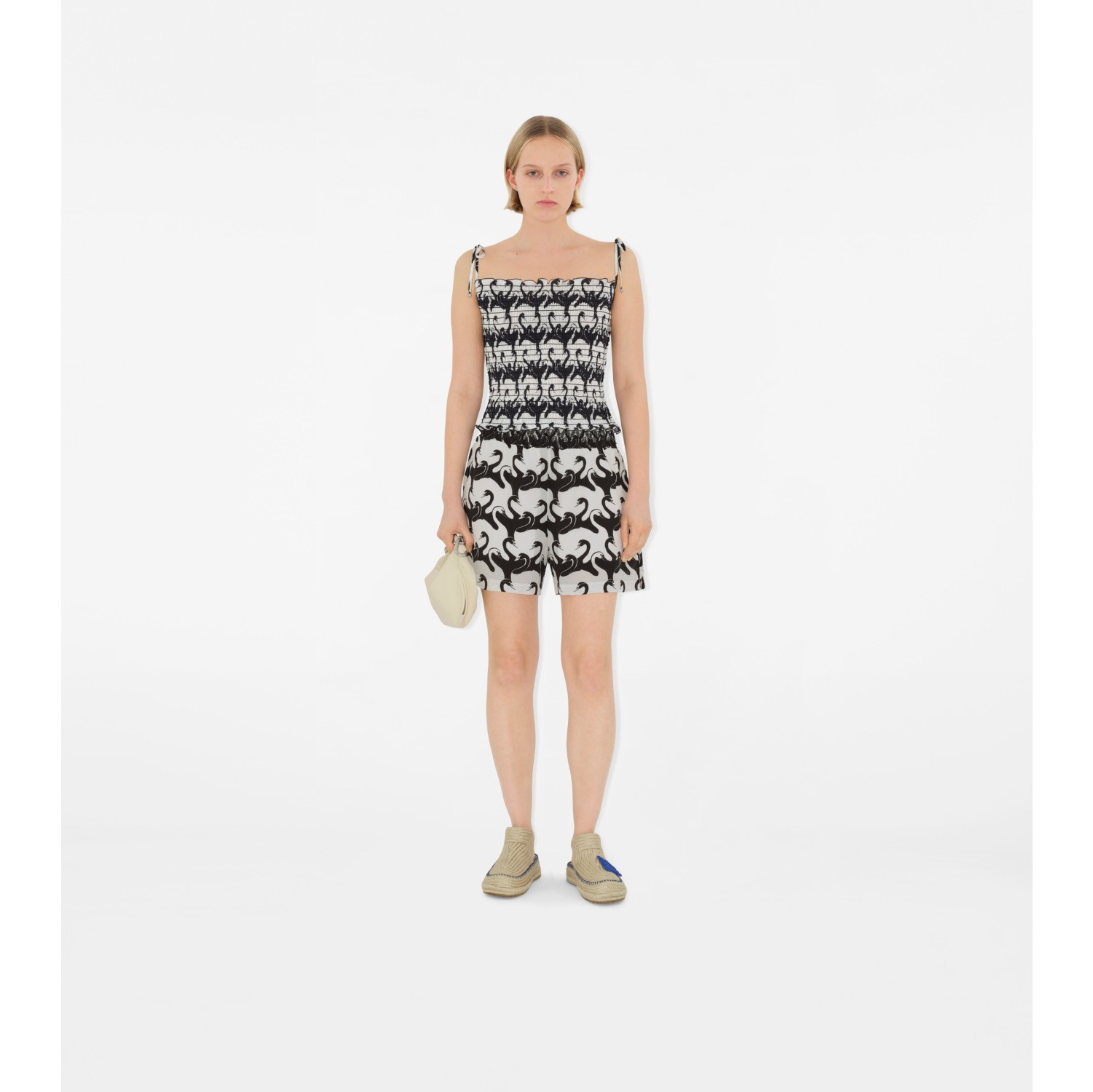 Swan Silk Top in Monochrome - Women | Burberry® Official