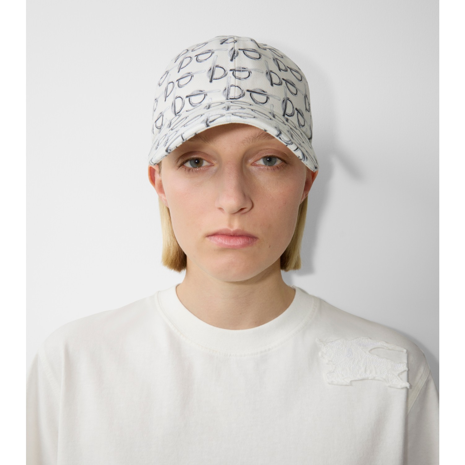 B Cotton Baseball Cap in White - Men | Burberry® Official