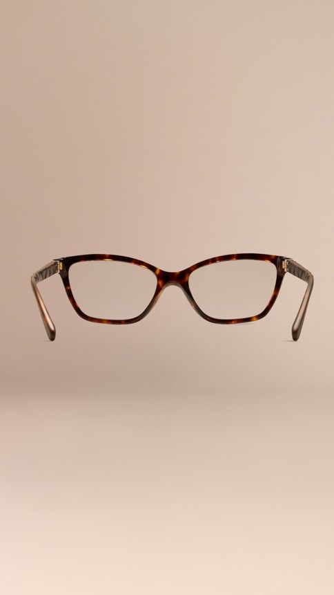 Check Detail Cat Eye Optical Frames Tortoiseshell Burberry