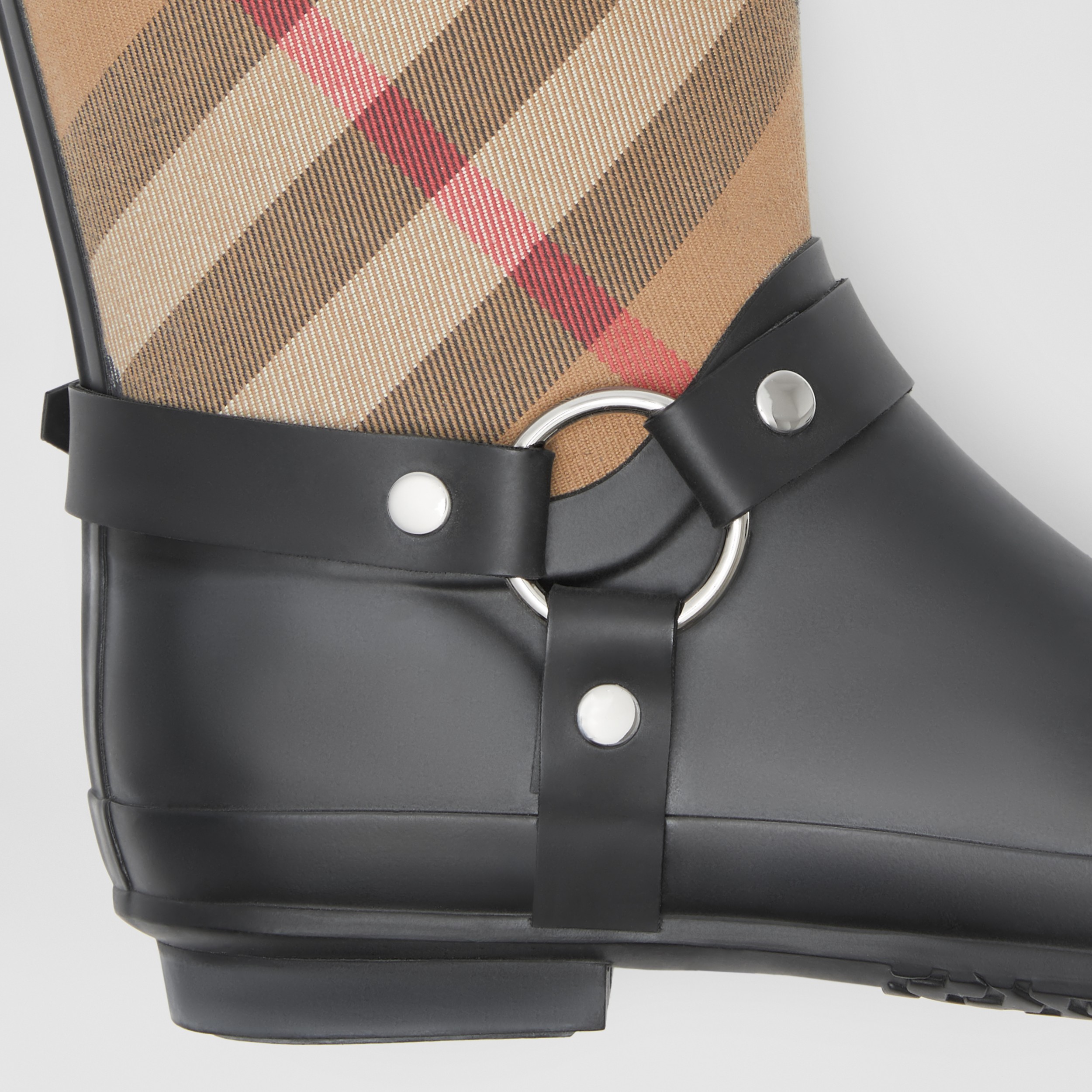 Buckle And Strap Detail Check Rain Boots In House Checkblack Women