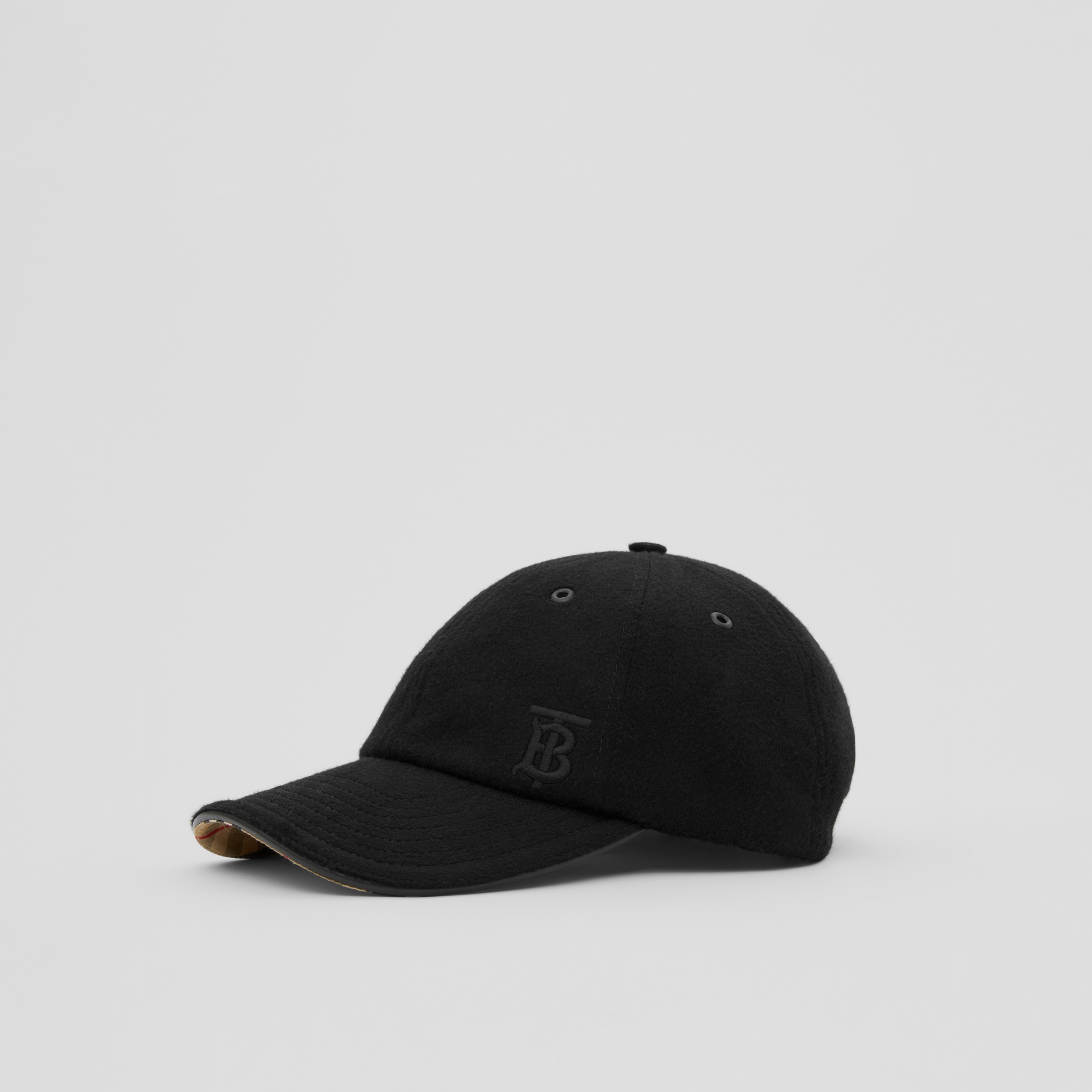 Boné de beisebol de cashmere com monograma (Preto) | Burberry® oficial Boné de beisebol de cashmere com monograma (Preto) | Burberry® oficial