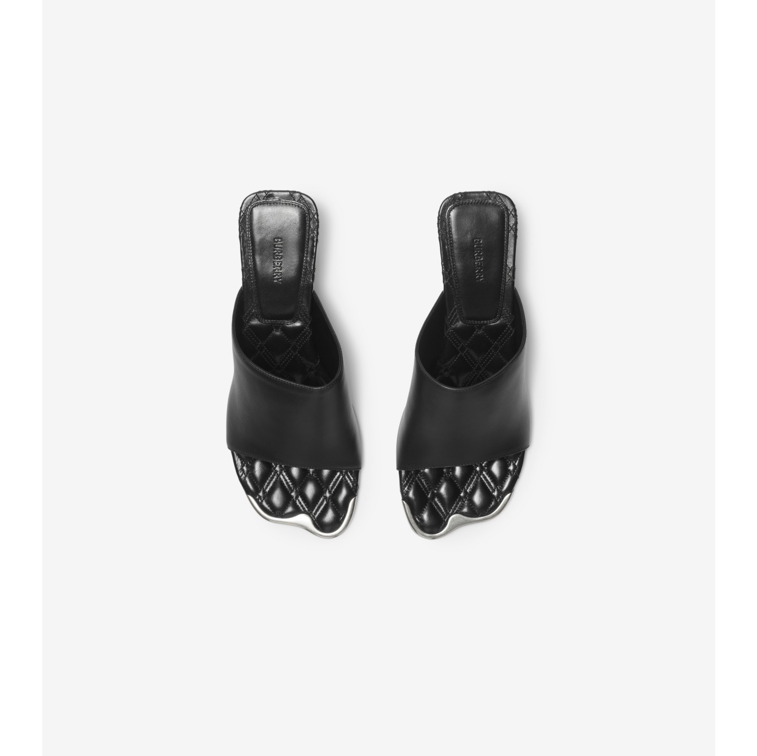 Zuecos Duck de tacón medio en piel (Negro) - Mujer | Burberry® oficial