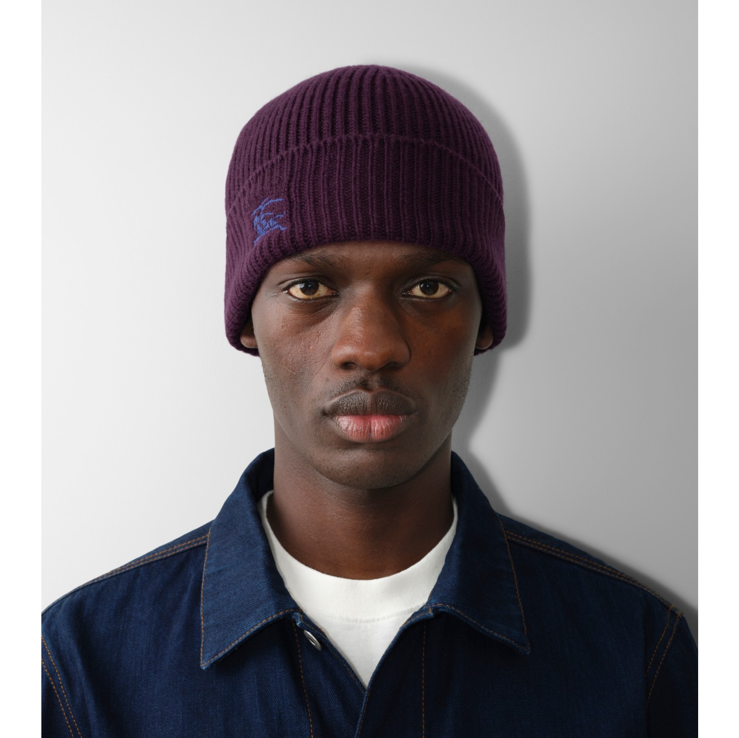 Ribbed Cashmere Beanie in Pansy - Men | Burberry® Official