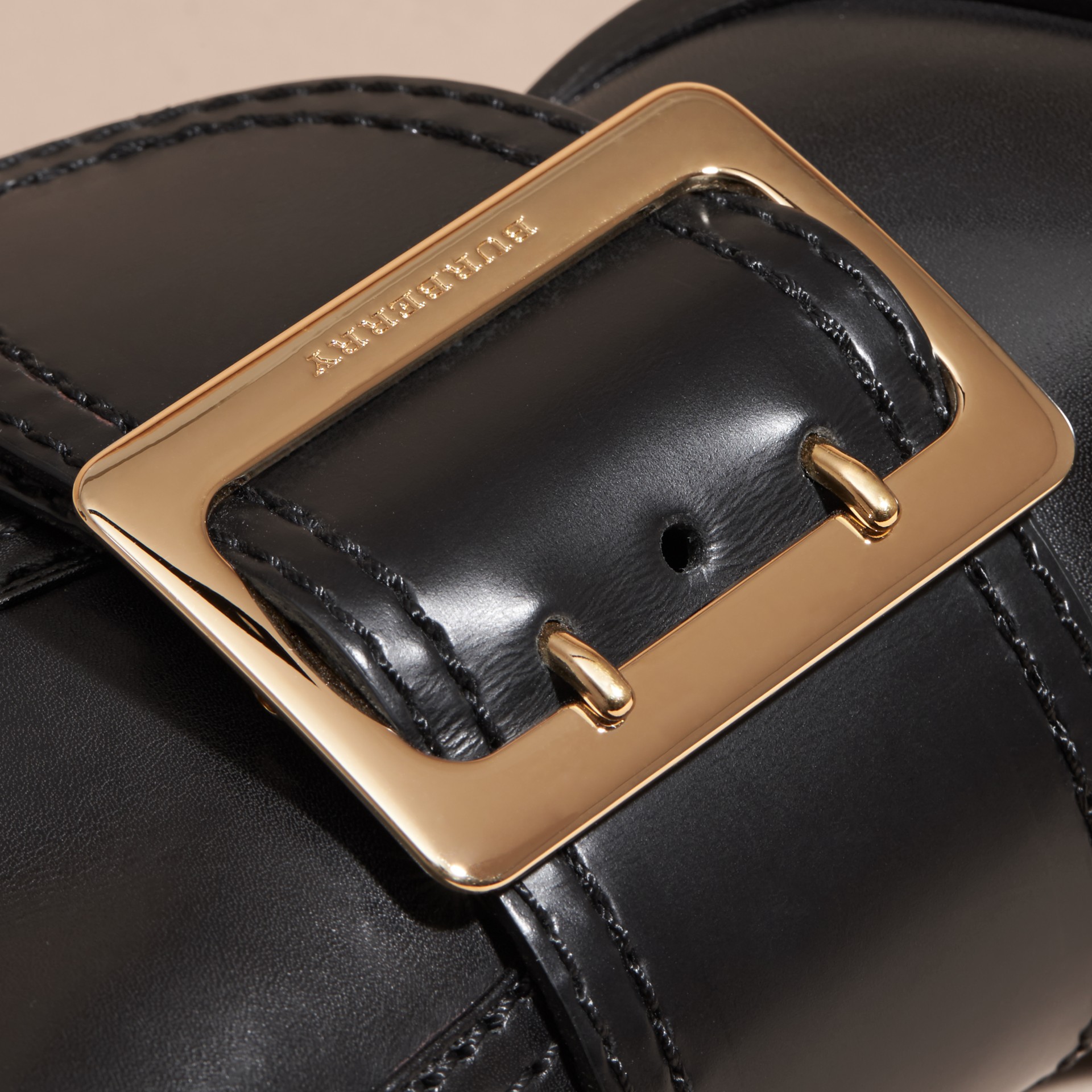 Buckle Detail Leather Platform Boots Burberry
