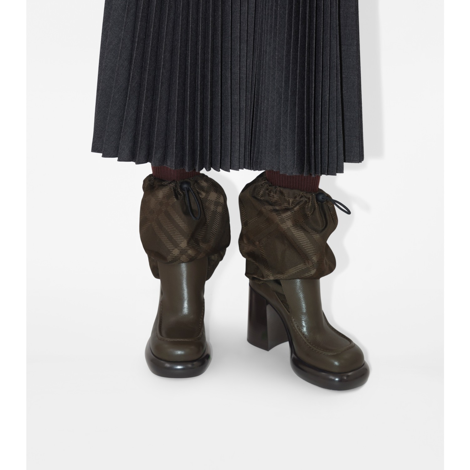 Leather and Nylon Blend Wedge Boots in Snug - Women | Burberry® Official