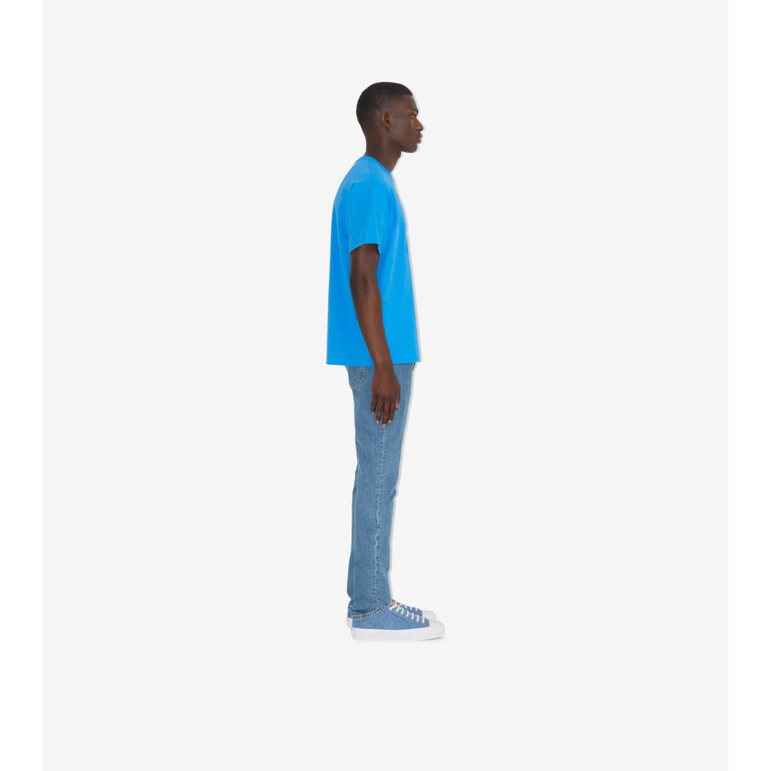 Ekd Cotton T Shirt In Bright Cerulean Blue Men Burberry® Official