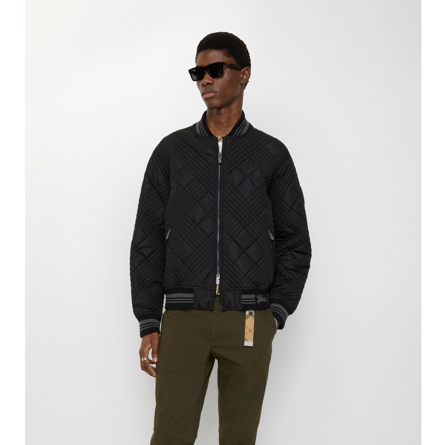 Micro Check-stitch Rakewood Bomber Jacket in Black - Men | Burberry ...